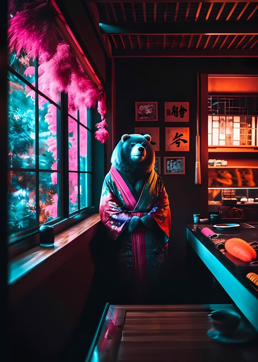 'Japanese Fantasy Bear' Poster, picture, metal print, paint by ARB ...