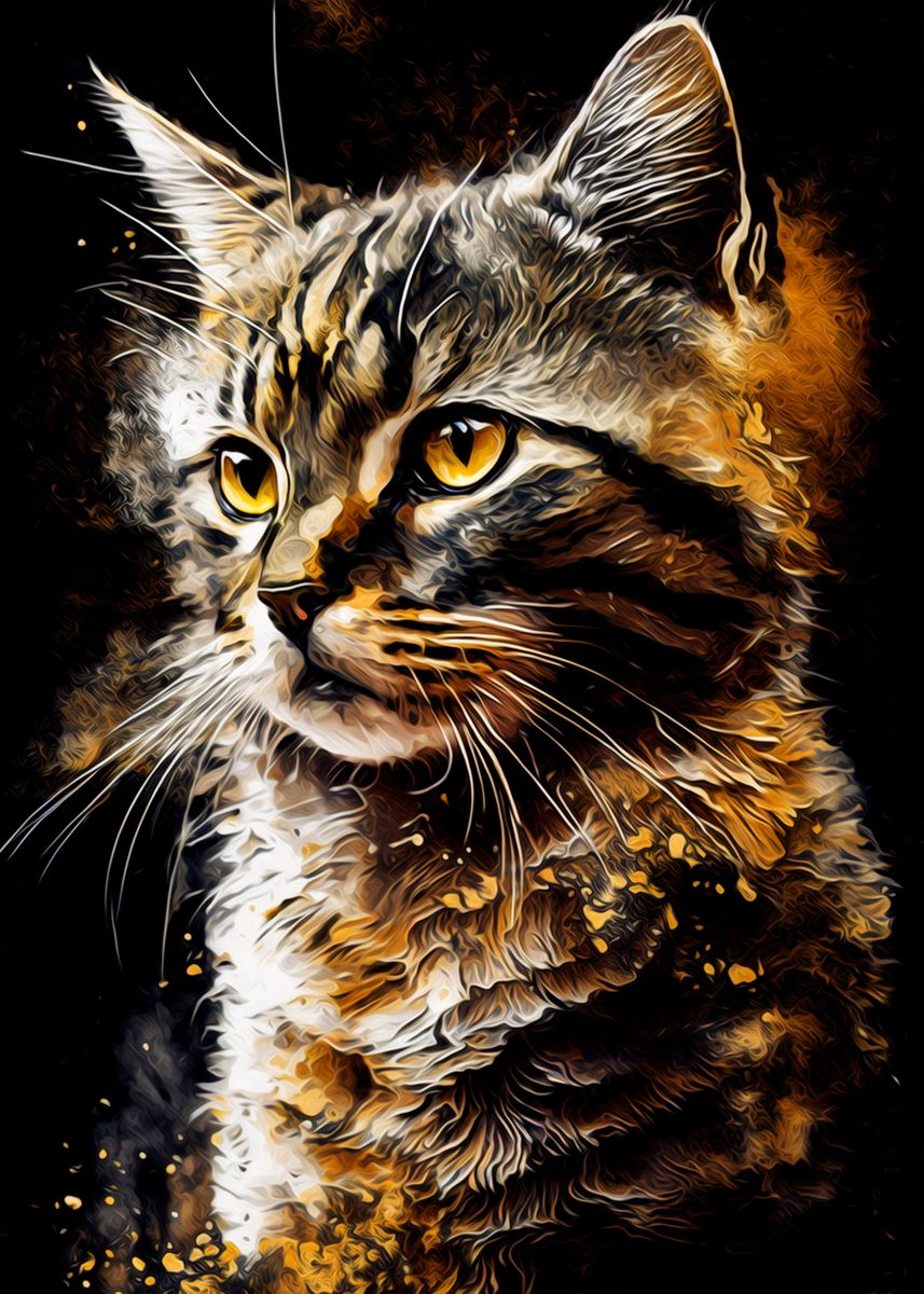 'Cat' Poster, picture, metal print, paint by Ackerman Nance | Displate