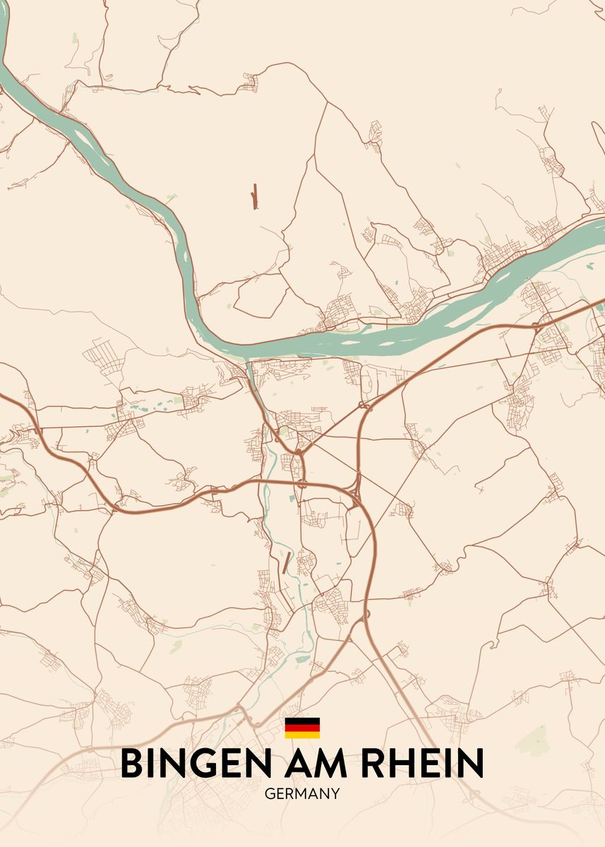 'Bingen am Rhein DE' Poster, picture, metal print, paint by IMR Designs ...