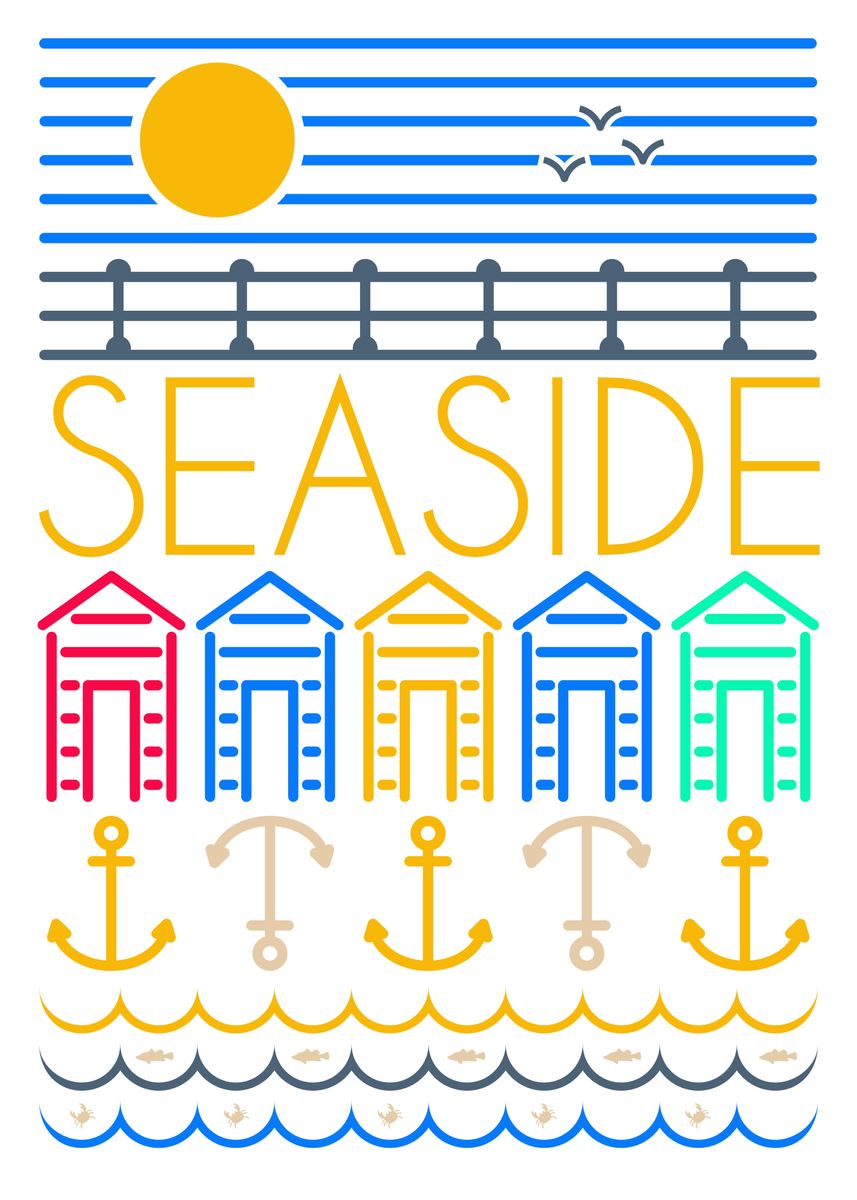 'Seaside' Poster, picture, metal print, paint by rocket man | Displate