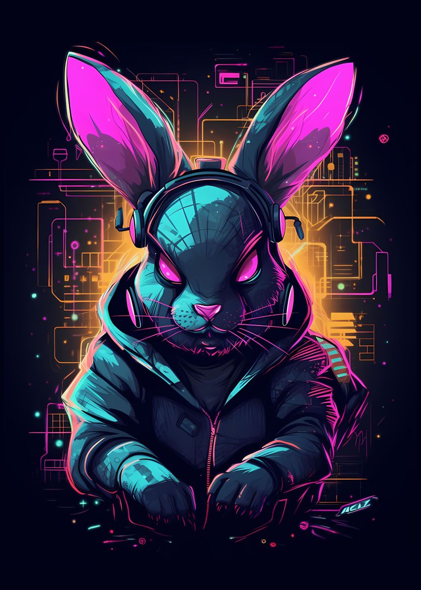 'Colorful Rabbit Music' Poster, picture, metal print, paint by Examm ...
