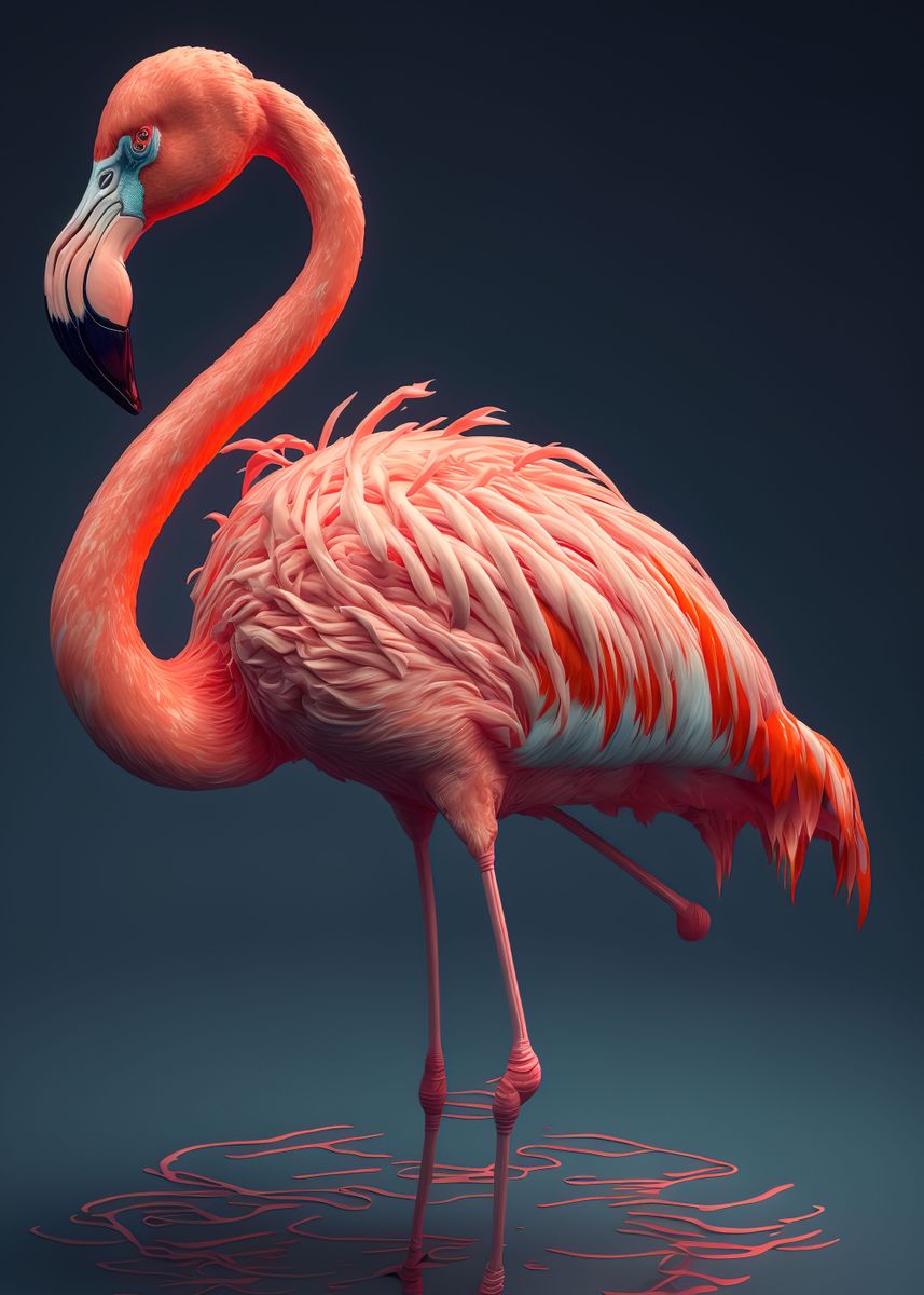 'Cute flamingo' Poster, picture, metal print, paint by Jena | Displate