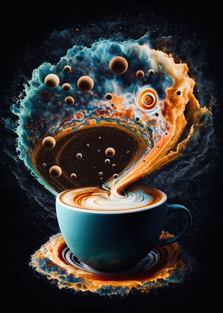 'Coffee planet' Poster, picture, metal print, paint by Elz art | Displate