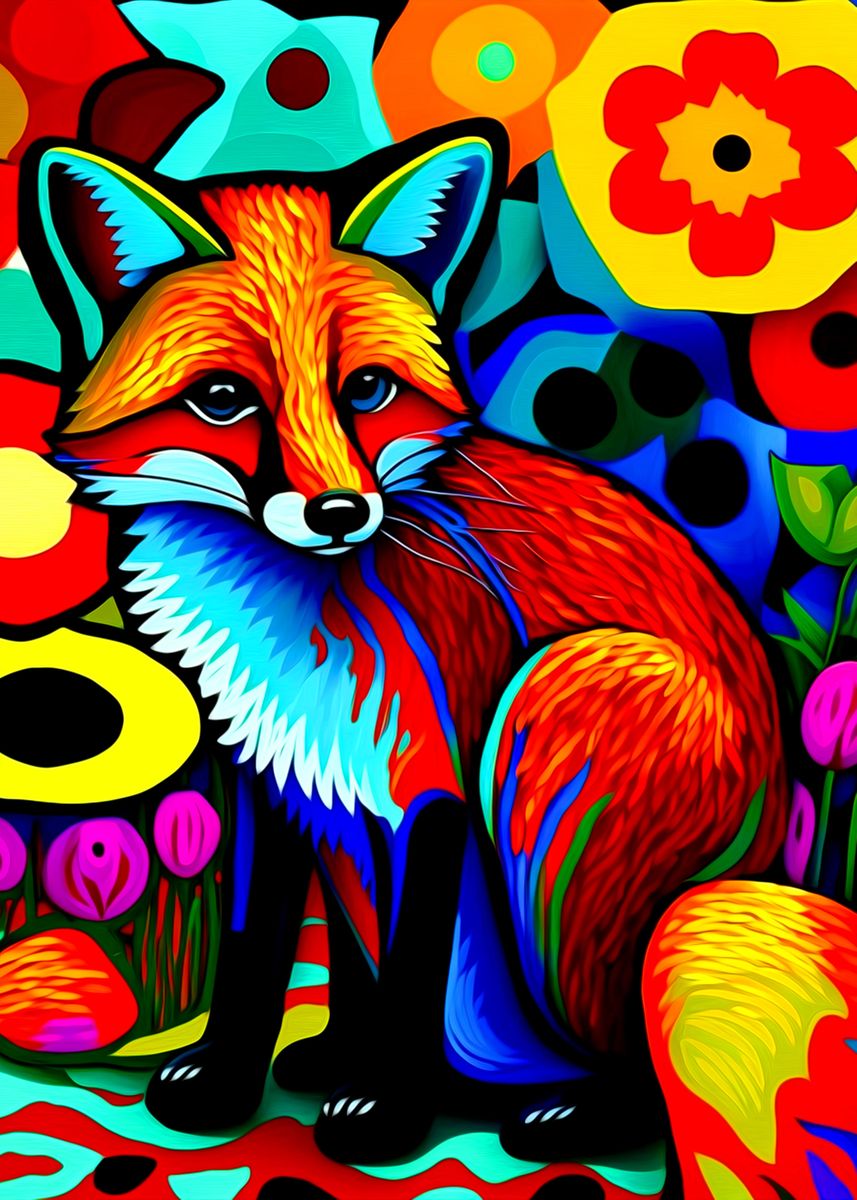 'Fox Abstract' Poster, picture, metal print, paint by tani pino | Displate