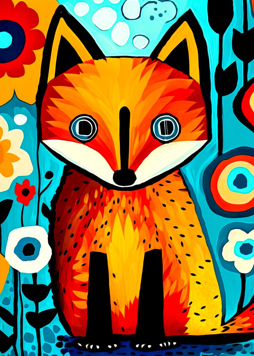 'Fox Abstract' Poster, picture, metal print, paint by tani pino | Displate