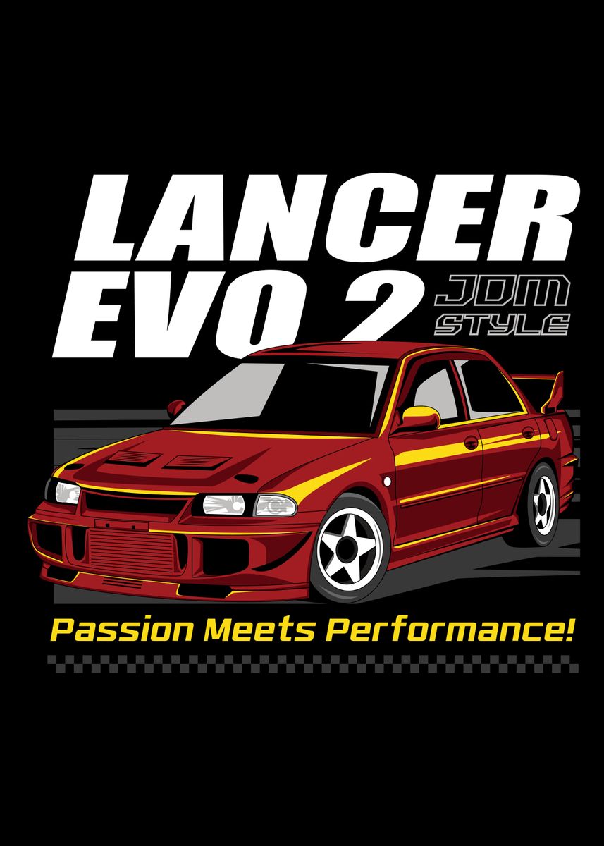 'Lancer Evo 2' Poster, picture, metal print, paint by Adam Project ...