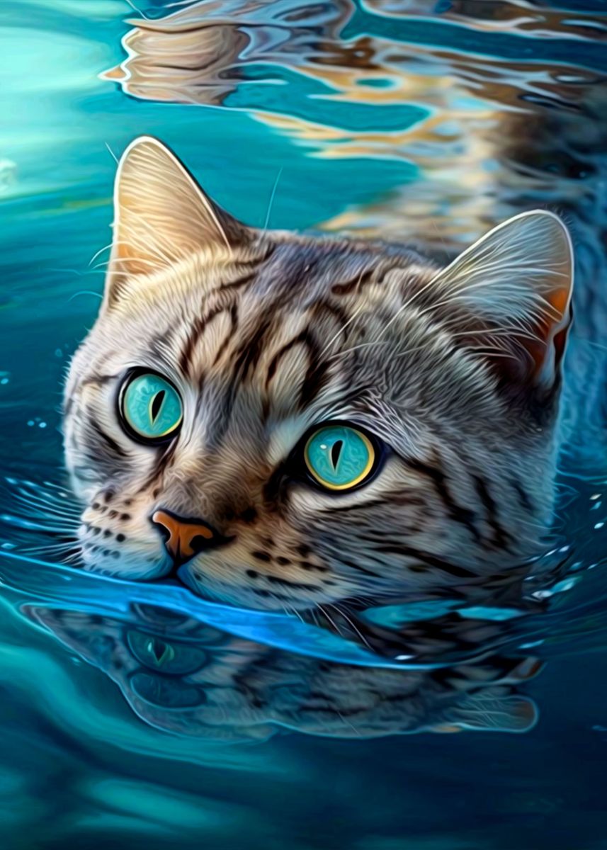 'Cat' Poster, picture, metal print, paint by Ackerman Nance | Displate