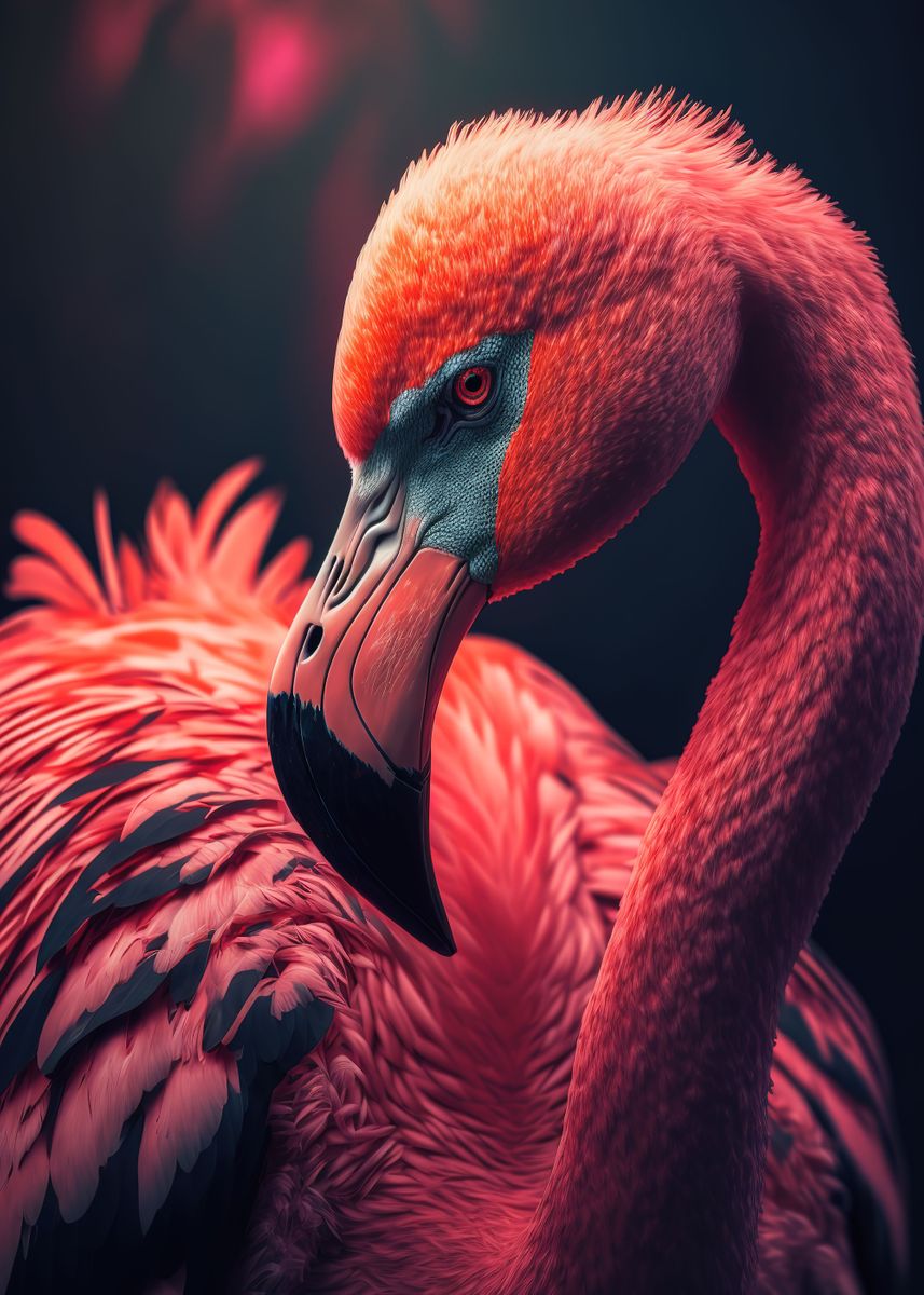 'Cute flamingo' Poster, picture, metal print, paint by Jena | Displate