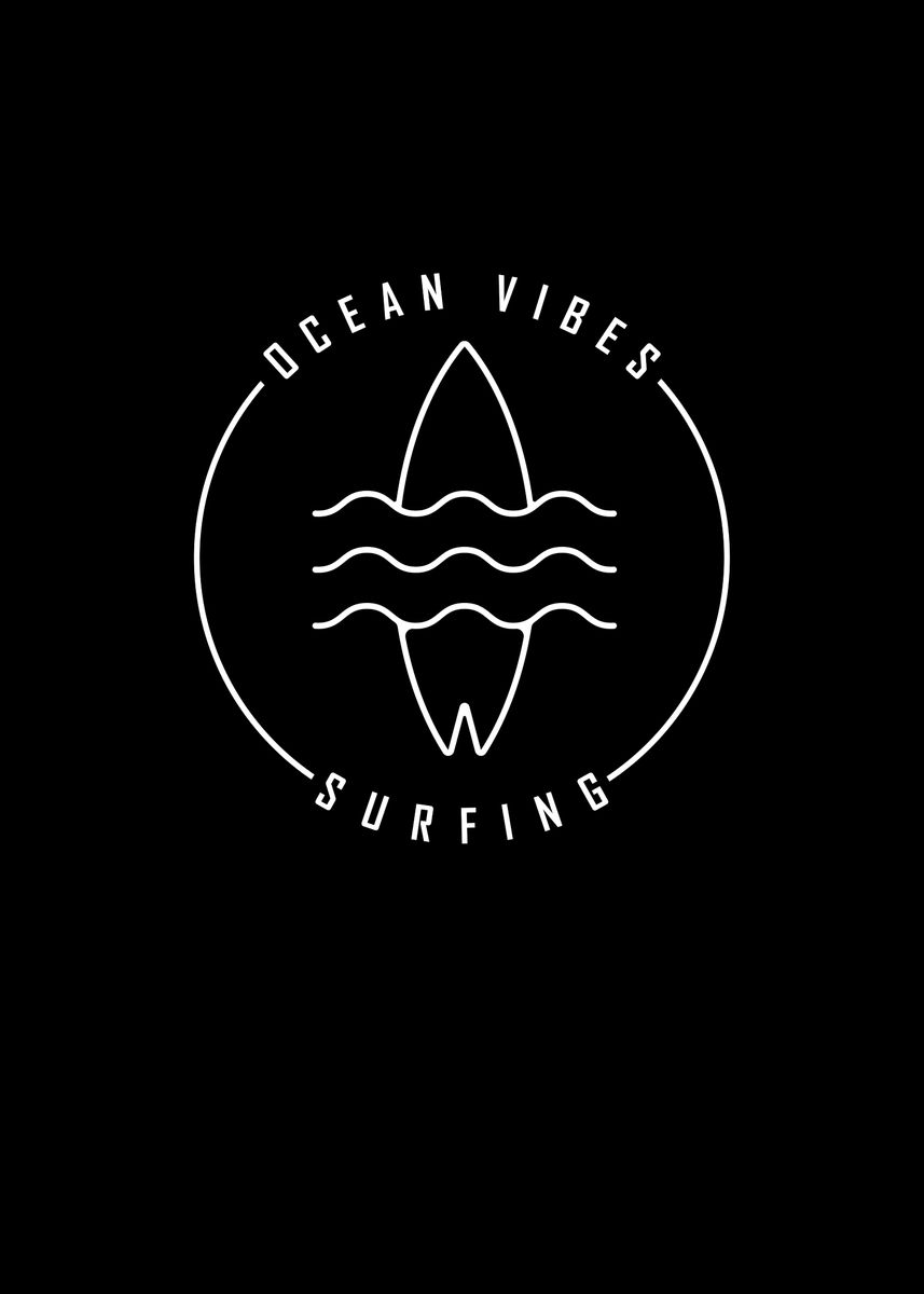 'Ocean Vibes Surfing' Poster, picture, metal print, paint by ...