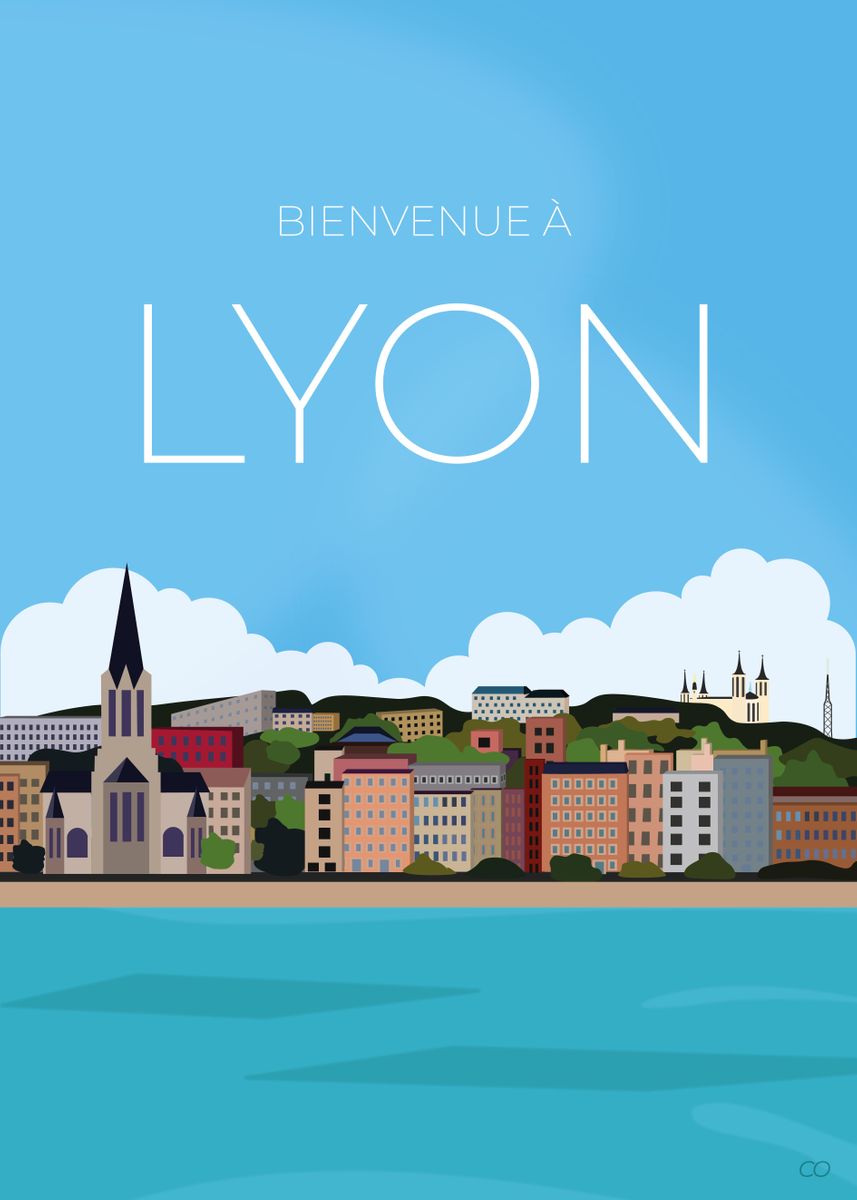'Lyon' Poster, picture, metal print, paint by Chloe Ollagnier | Displate
