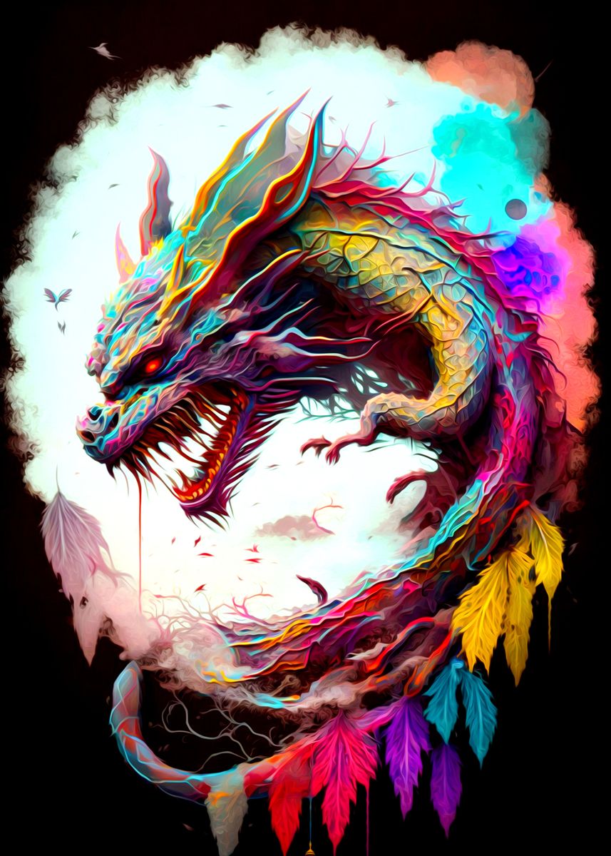 'Colorful Dragon' Poster, picture, metal print, paint by bds land ...