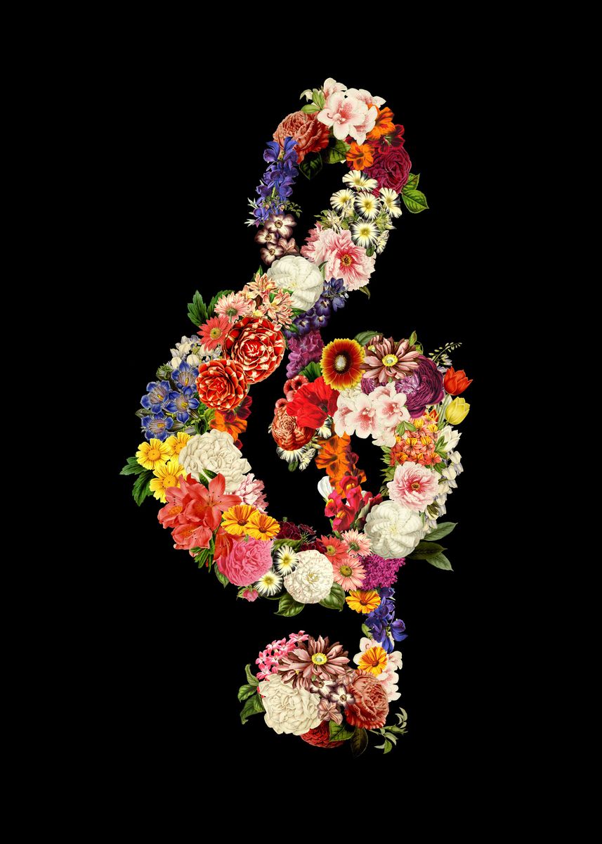 'Flower Music Heart' Poster, picture, metal print, paint by Tobias ...