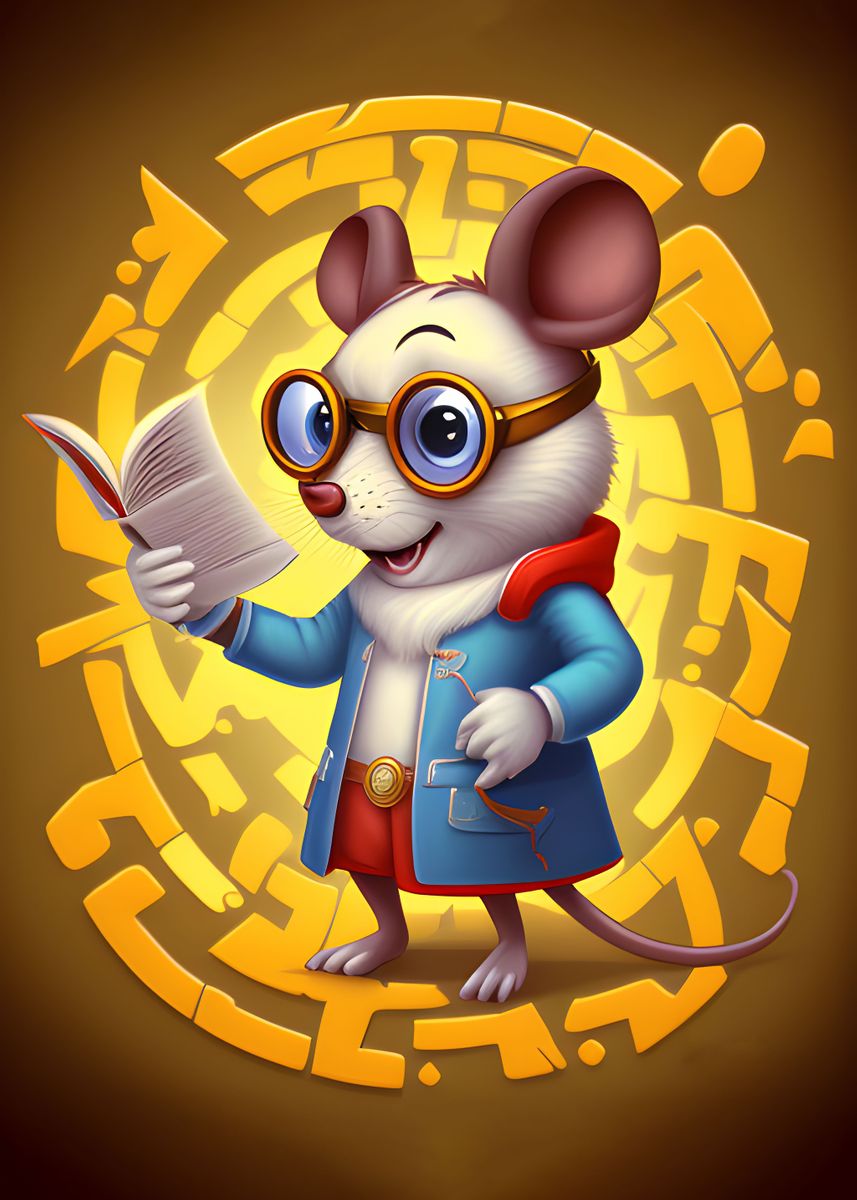 'Storybook Mouse Reading' Poster, picture, metal print, paint by Karen ...