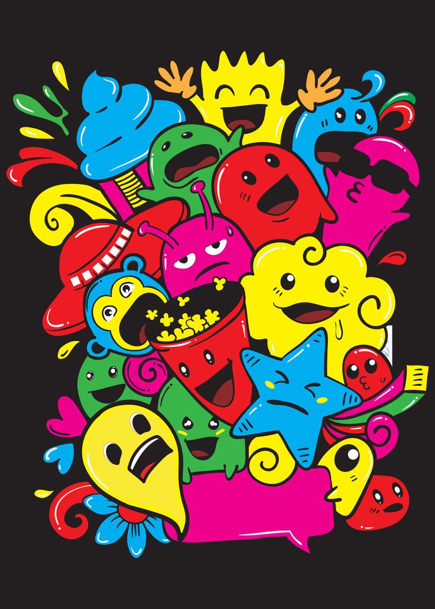 'Colorful doodle monster' Poster by Le Duc Hiep | Displate