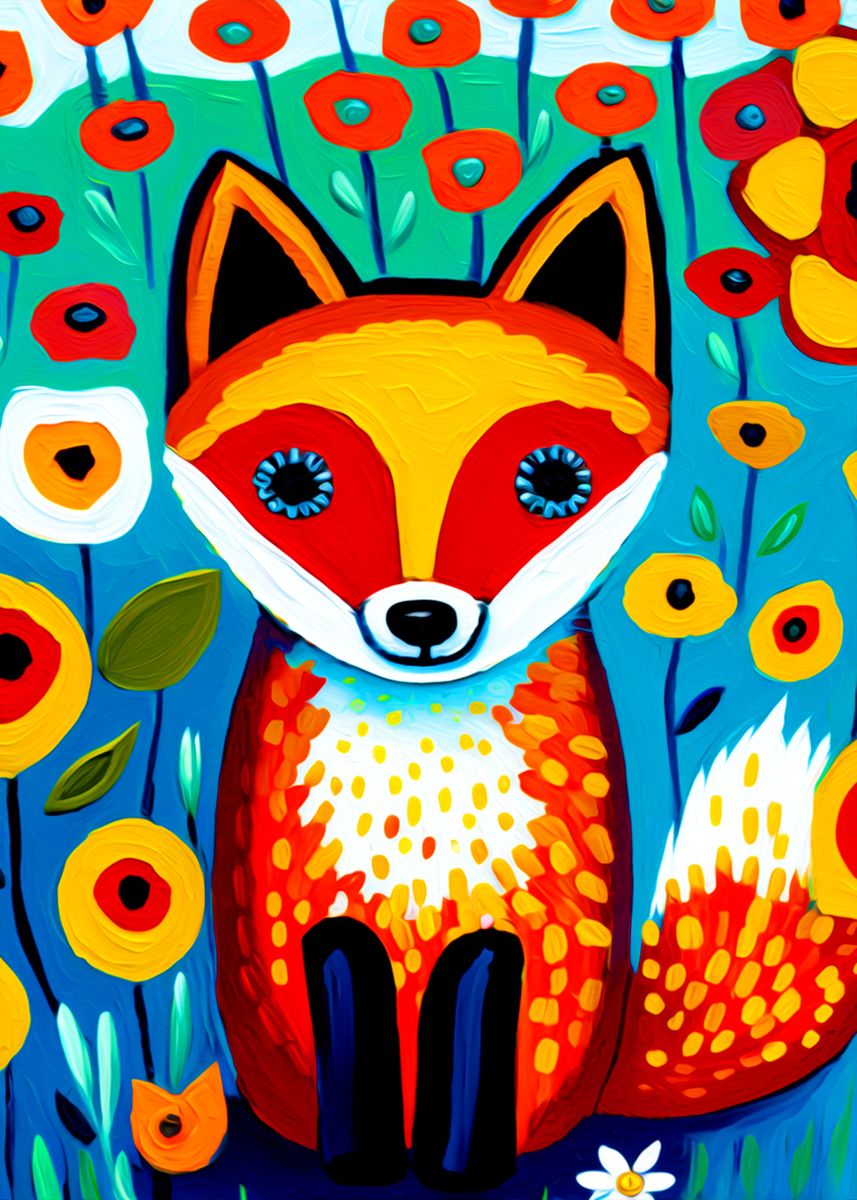 'Fox Abstract' Poster, picture, metal print, paint by tani pino | Displate