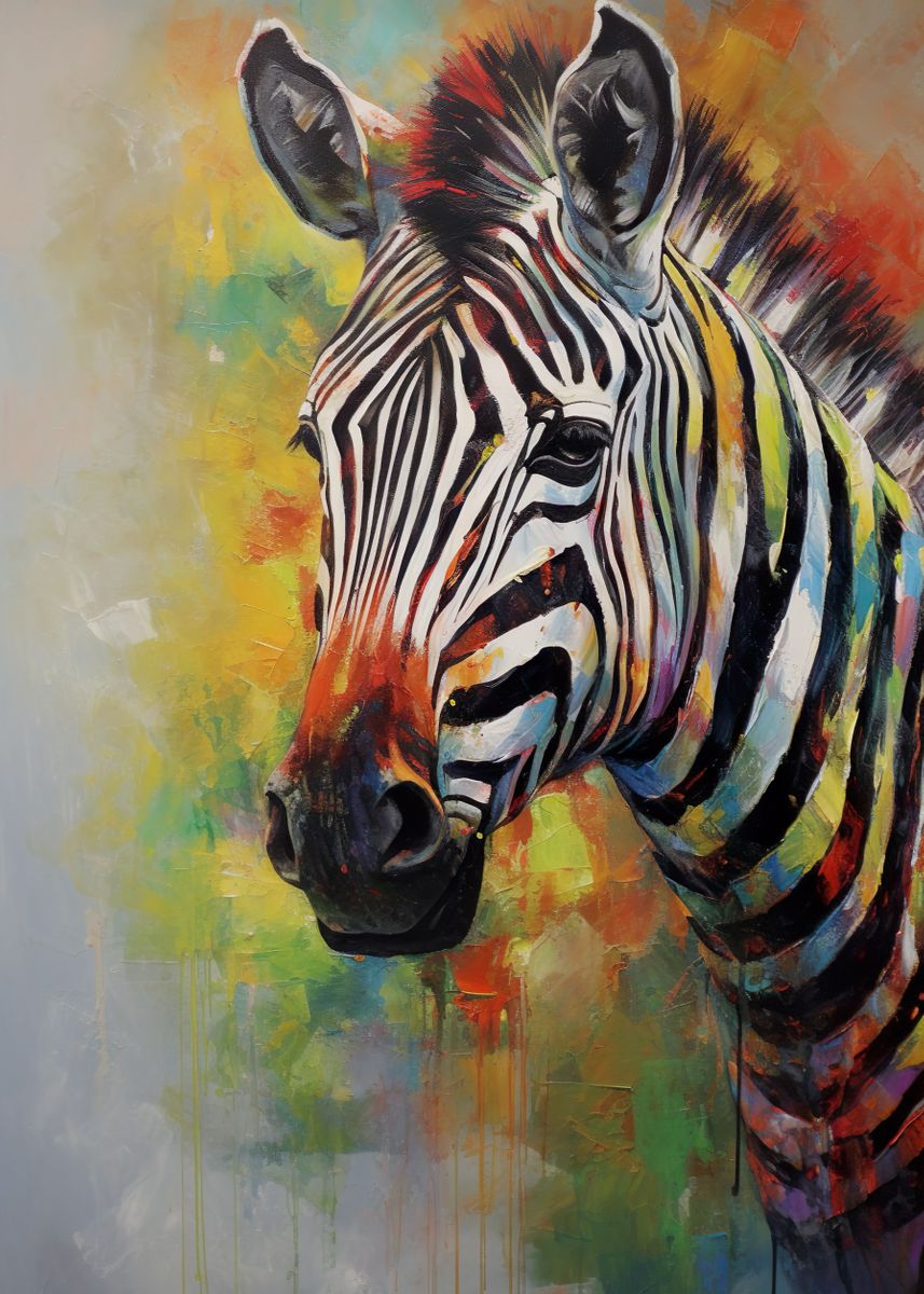 'Pop Zebra' Poster, picture, metal print, paint by Quasarai | Displate