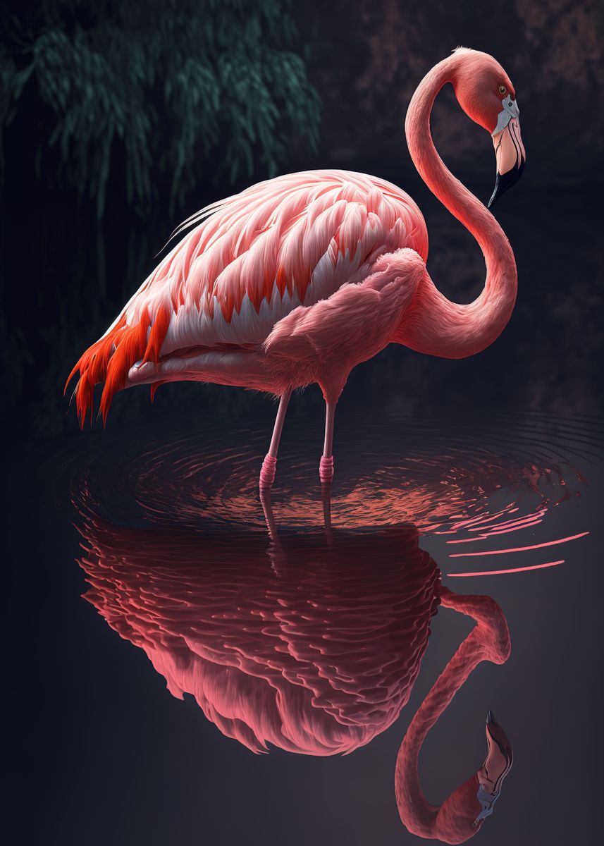 'Cute flamingo' Poster, picture, metal print, paint by Jena | Displate