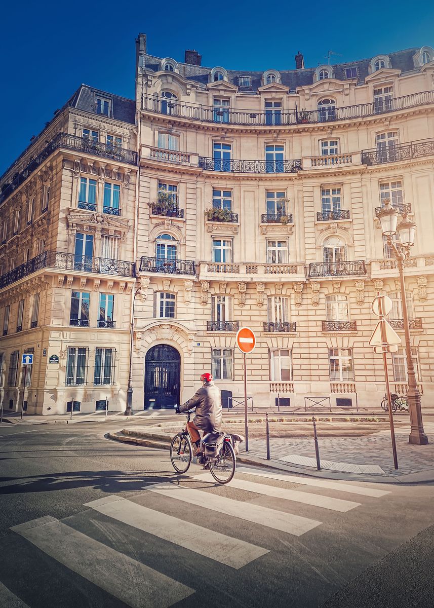 'riding bicycle in Paris' Poster by PsychoShadow | Displate