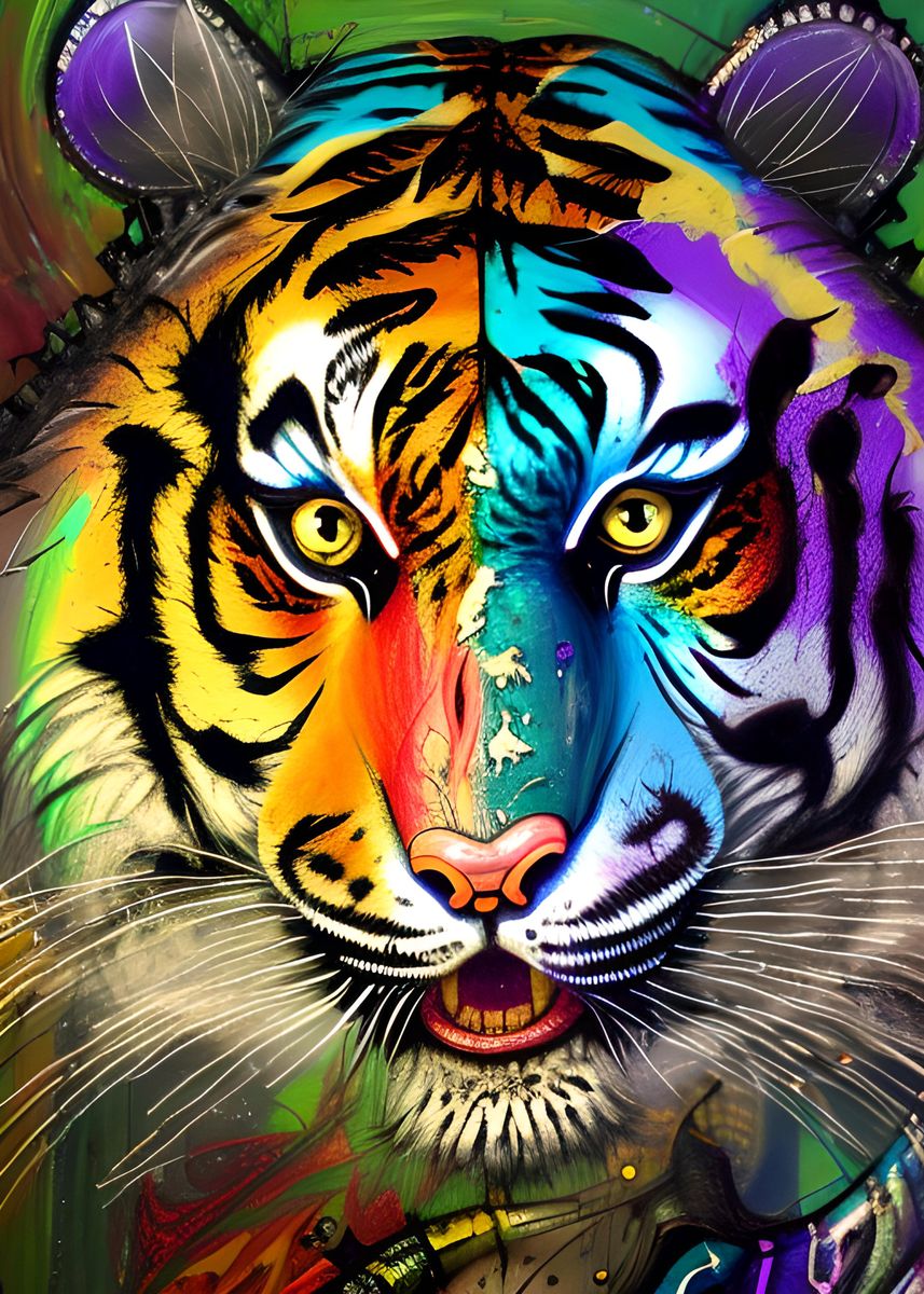 'Colorful Tiger Animal' Poster, picture, metal print, paint by Max Ronn ...