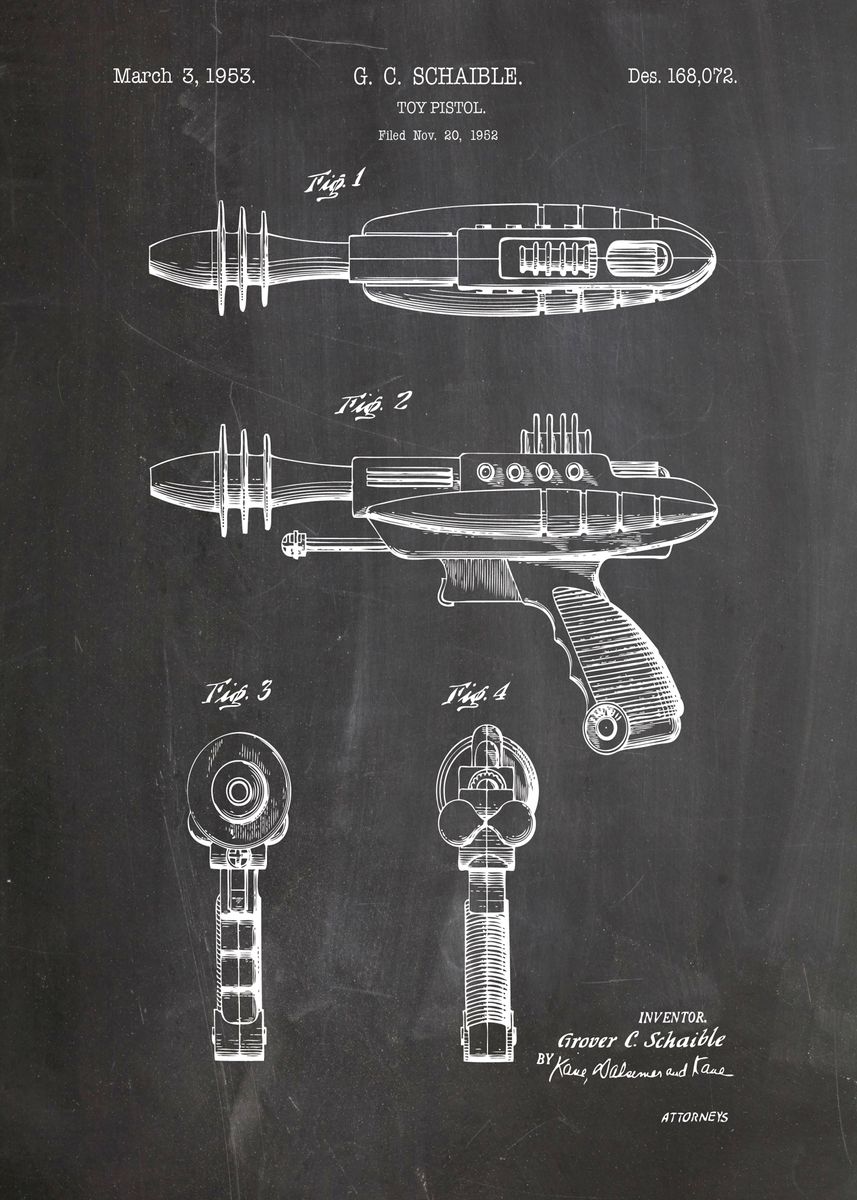 'Alien gun patent ' Poster, picture, metal print, paint by Designersen ...