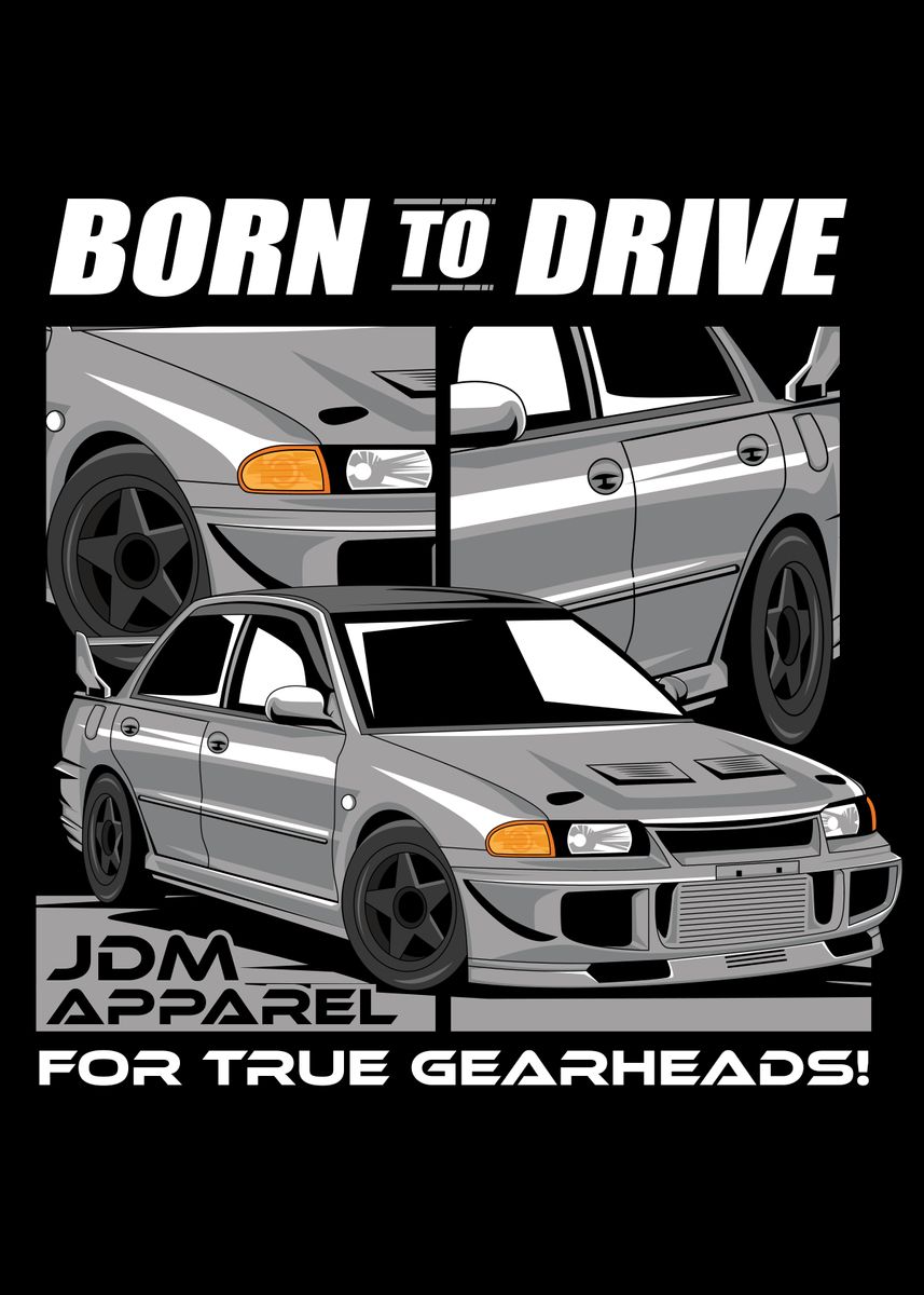 'JDM Grey Lancer' Poster by Adam Project | Displate