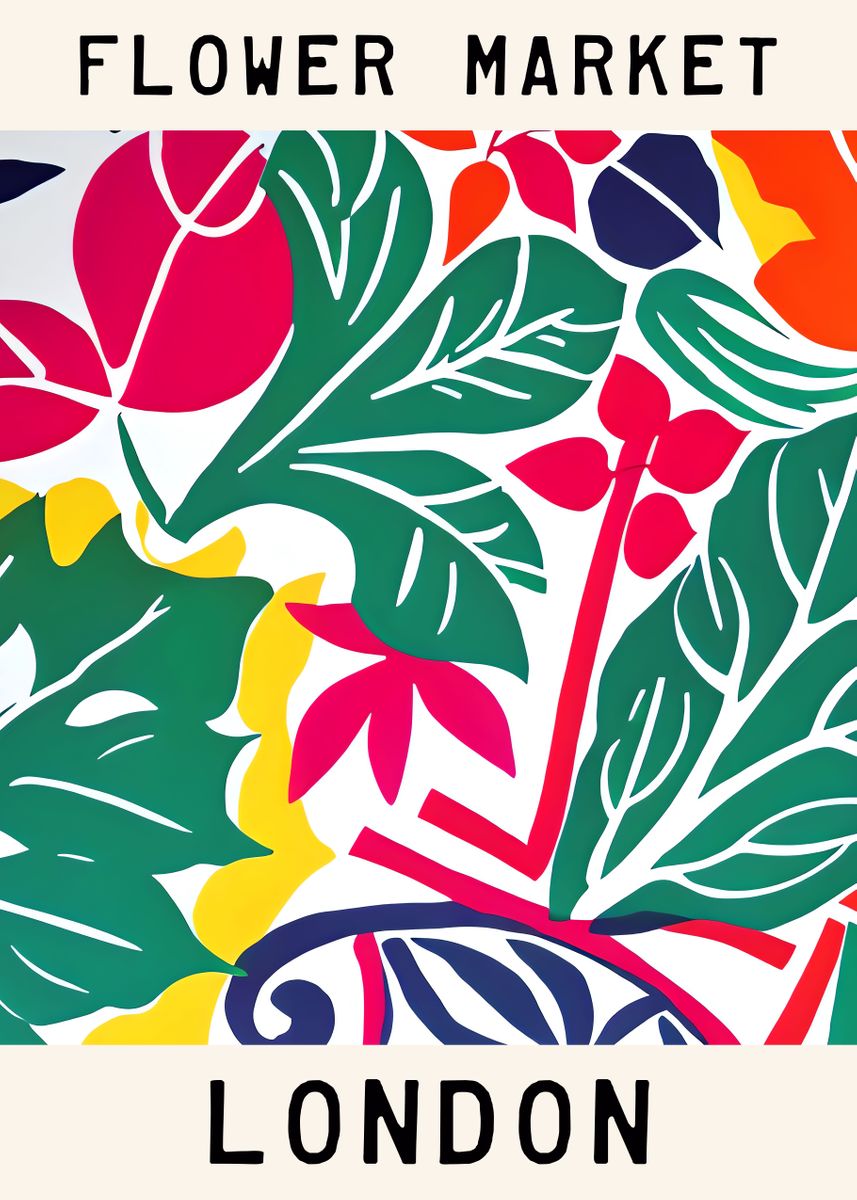 'Flower Market LONDON' Poster, picture, metal print, paint by ...