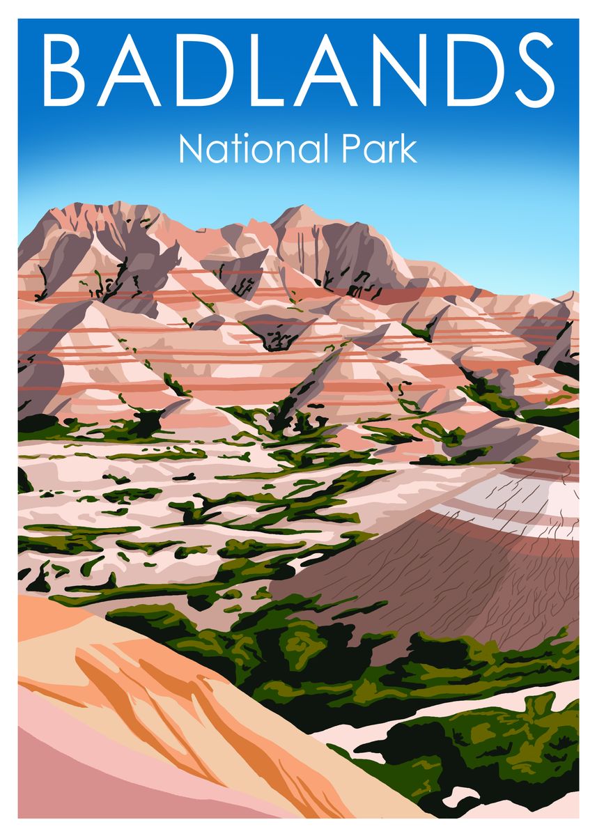 'Badlands' Poster, picture, metal print, paint by OmegaArt | Displate