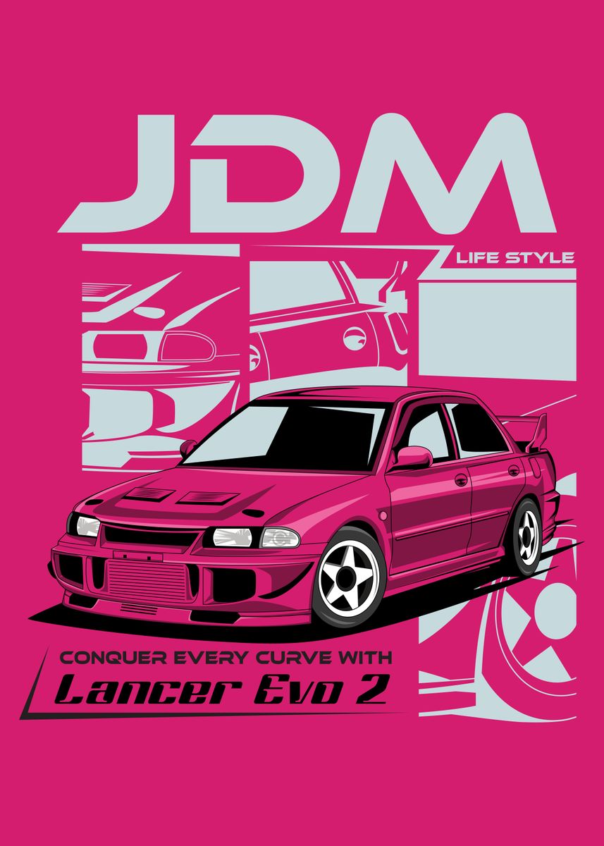 'Pink Lancer Car' Poster, picture, metal print, paint by Adam Project ...
