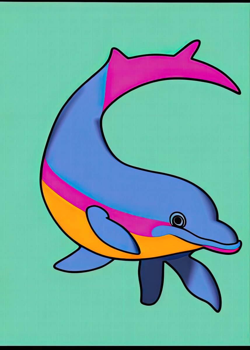 'Pop Art Dolphin 11' Poster, picture, metal print, paint by David ...
