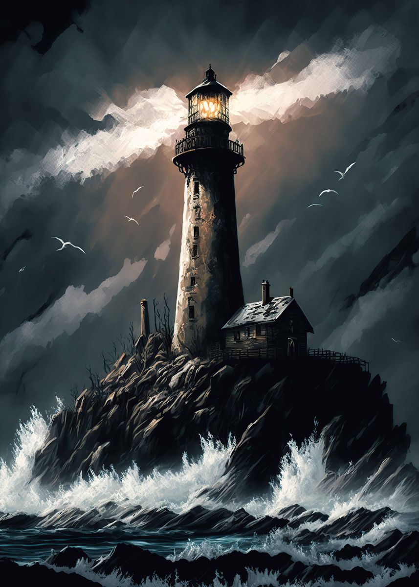 'Coastal lighthouse' Poster, picture, metal print, paint by Siobhan ...