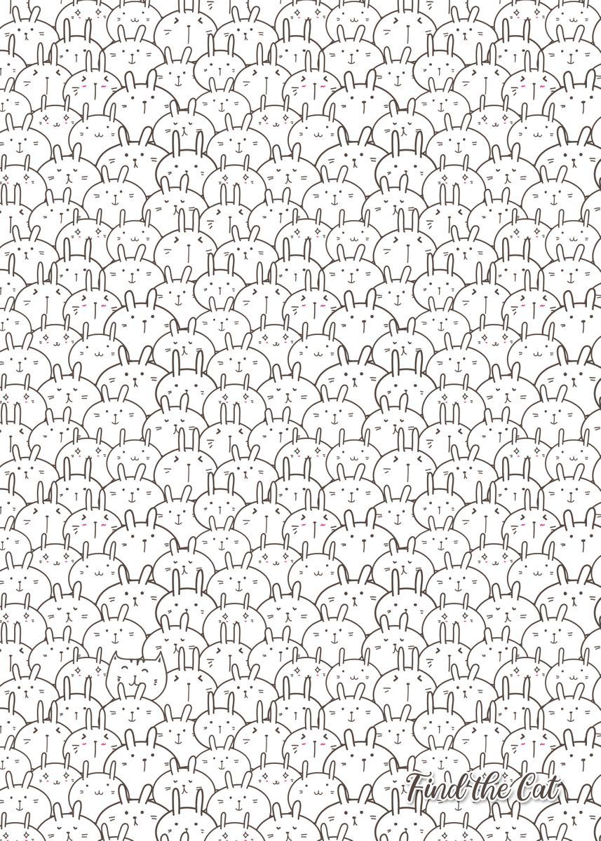'Find the Cat in Rabbits' Poster, picture, metal print, paint by ...