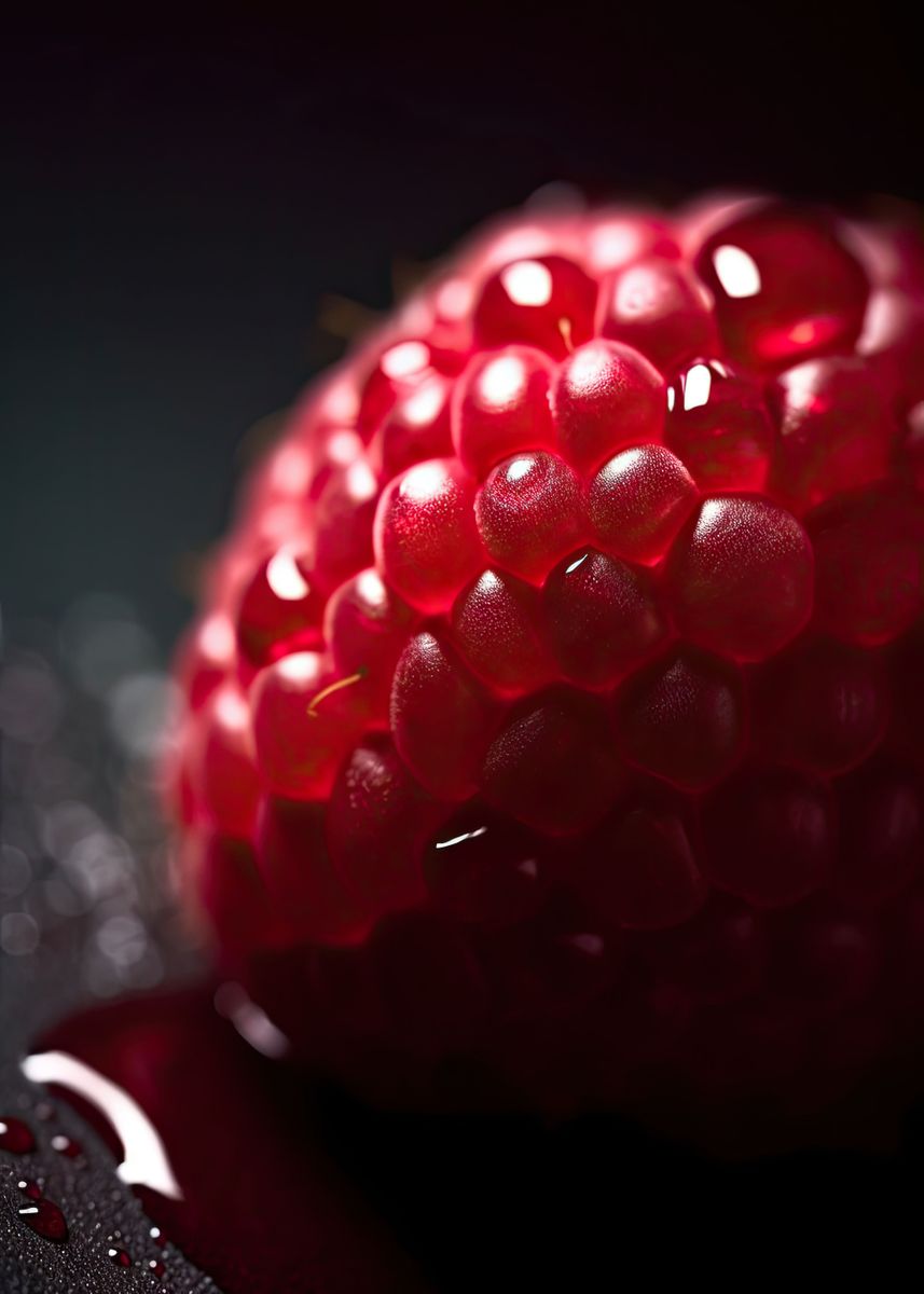 'Plump red raspberry' Poster, picture, metal print, paint by Michael ...