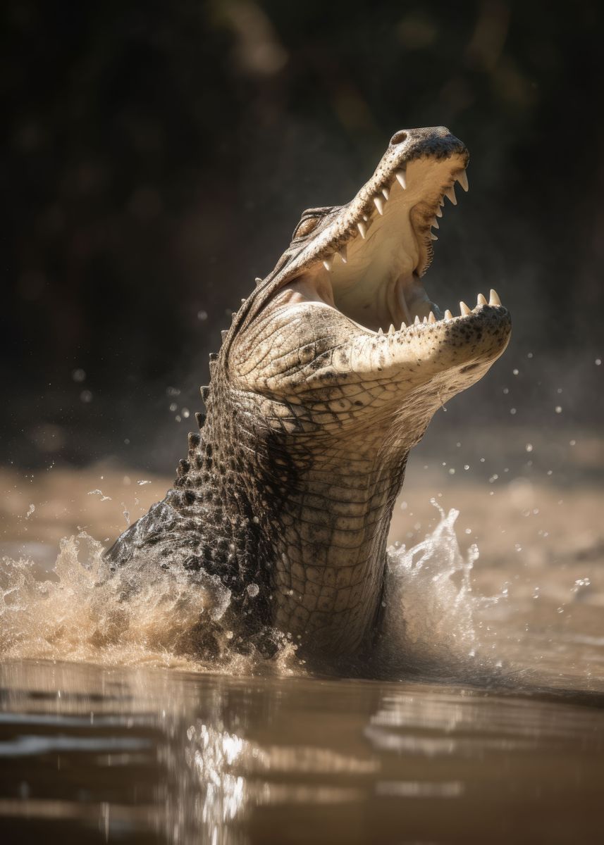 'Ambush Predator Crocodile' Poster, picture, metal print, paint by ...