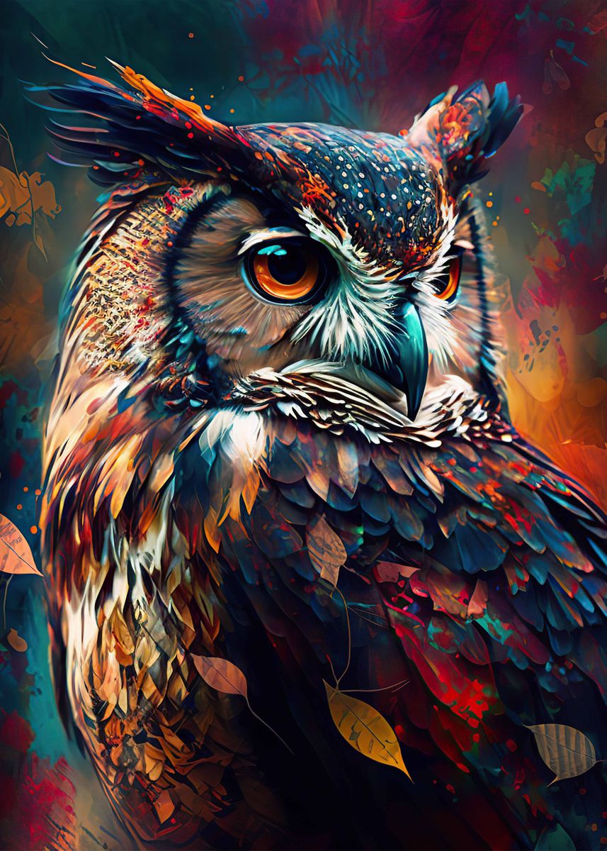 'Owl animal' Poster, picture, metal print, paint by Ahmet Thorpe | Displate