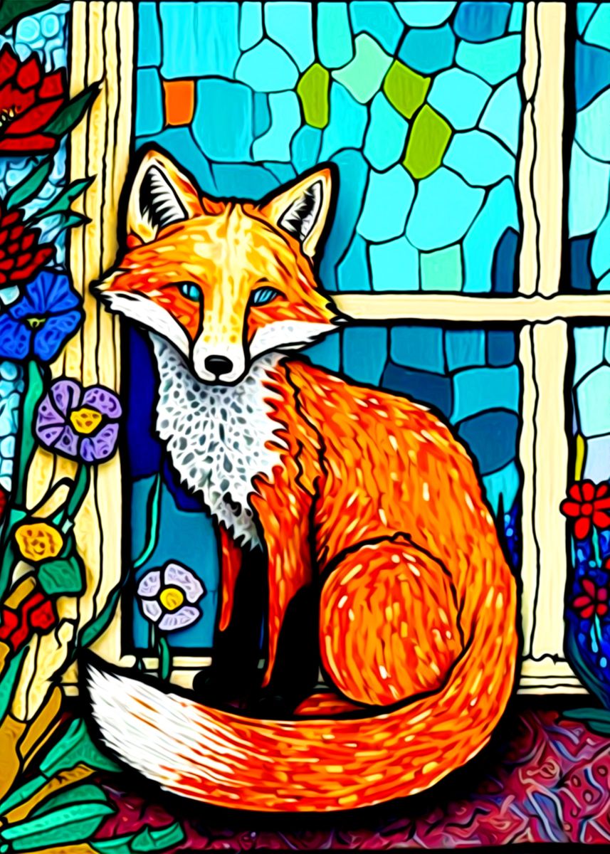 'Fox Abstract' Poster, picture, metal print, paint by tani pino | Displate