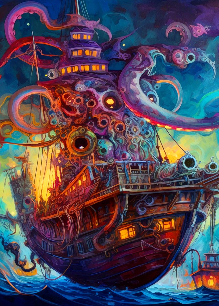 'Colorful Ocean Ship' Poster by stu art | Displate