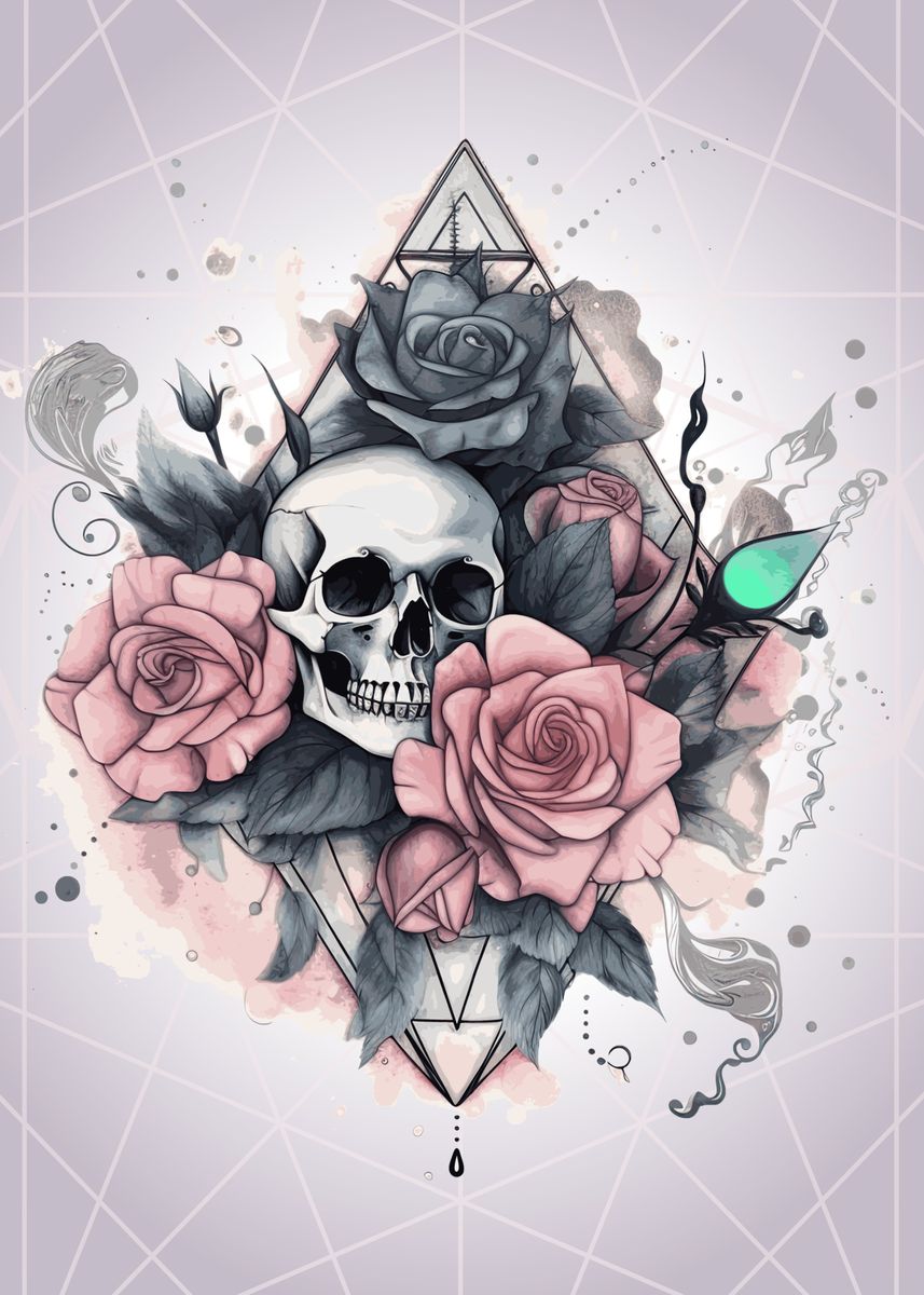 'Occult Pastel Goth Skull' Poster, picture, metal print, paint by ...