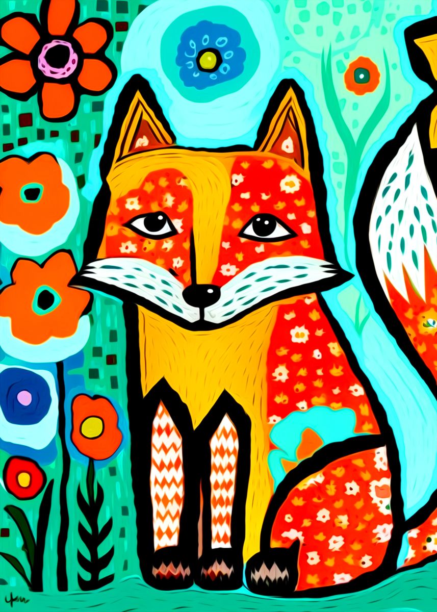 'Fox Abstract' Poster, picture, metal print, paint by tani pino | Displate