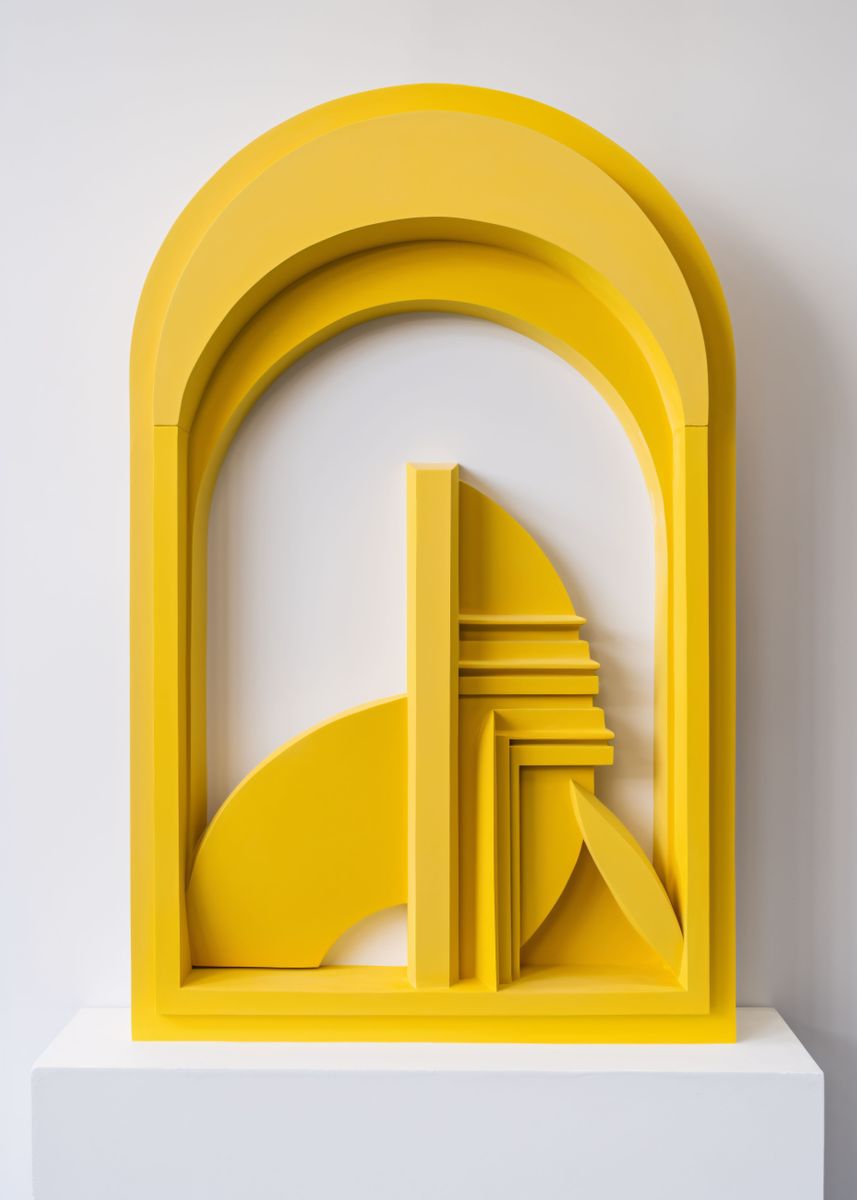 'Yellow arched abstraction' Poster, picture, metal print, paint by ...