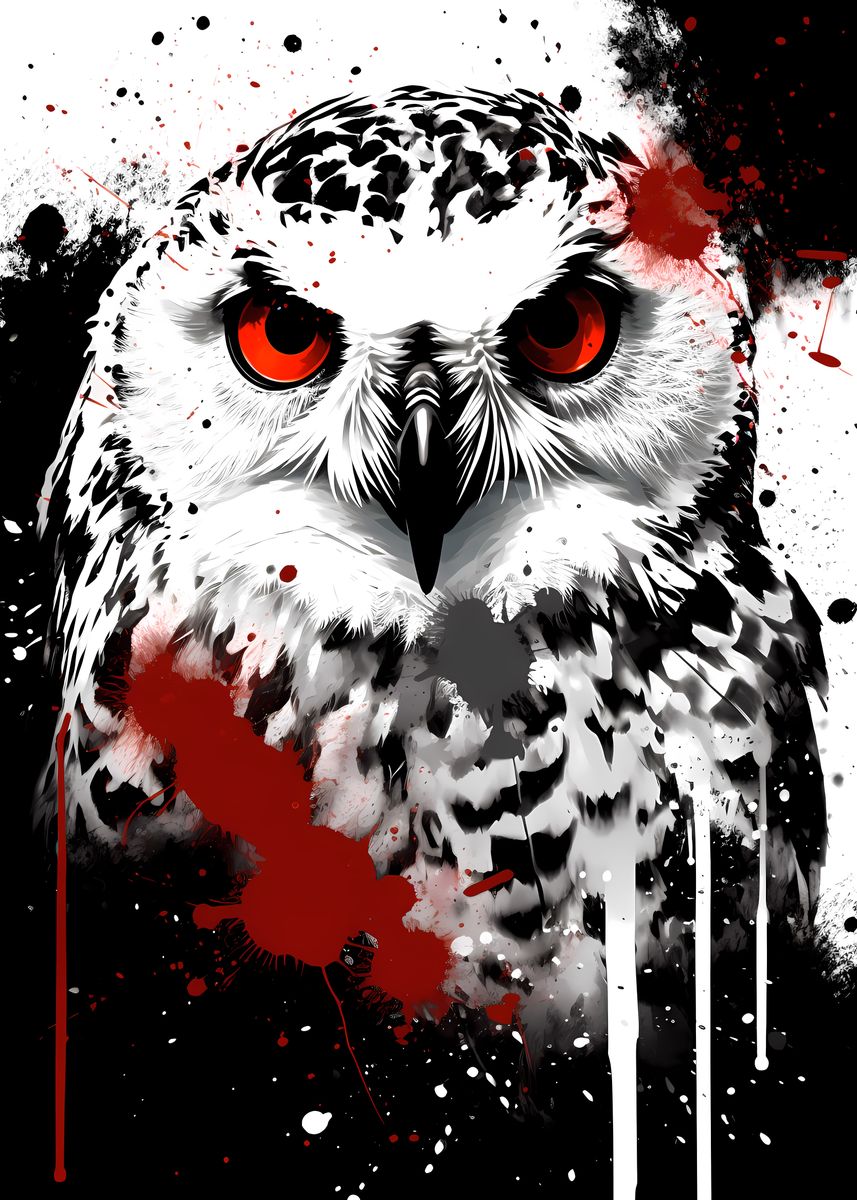 'Snowy Owl Ink Painting' Poster, picture, metal print, paint by ...