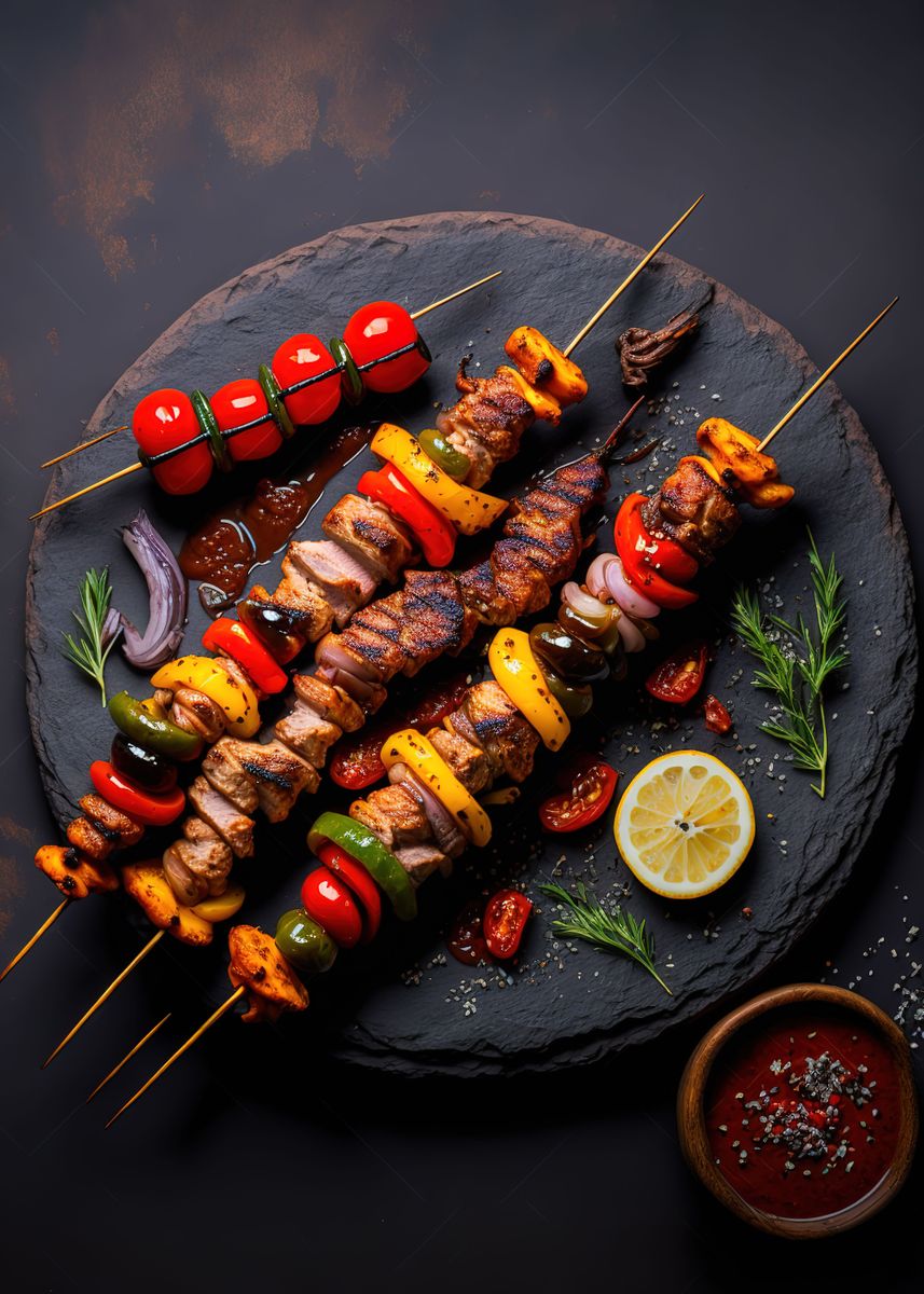 'appetizing barbecue' Poster, picture, metal print, paint by newton ...