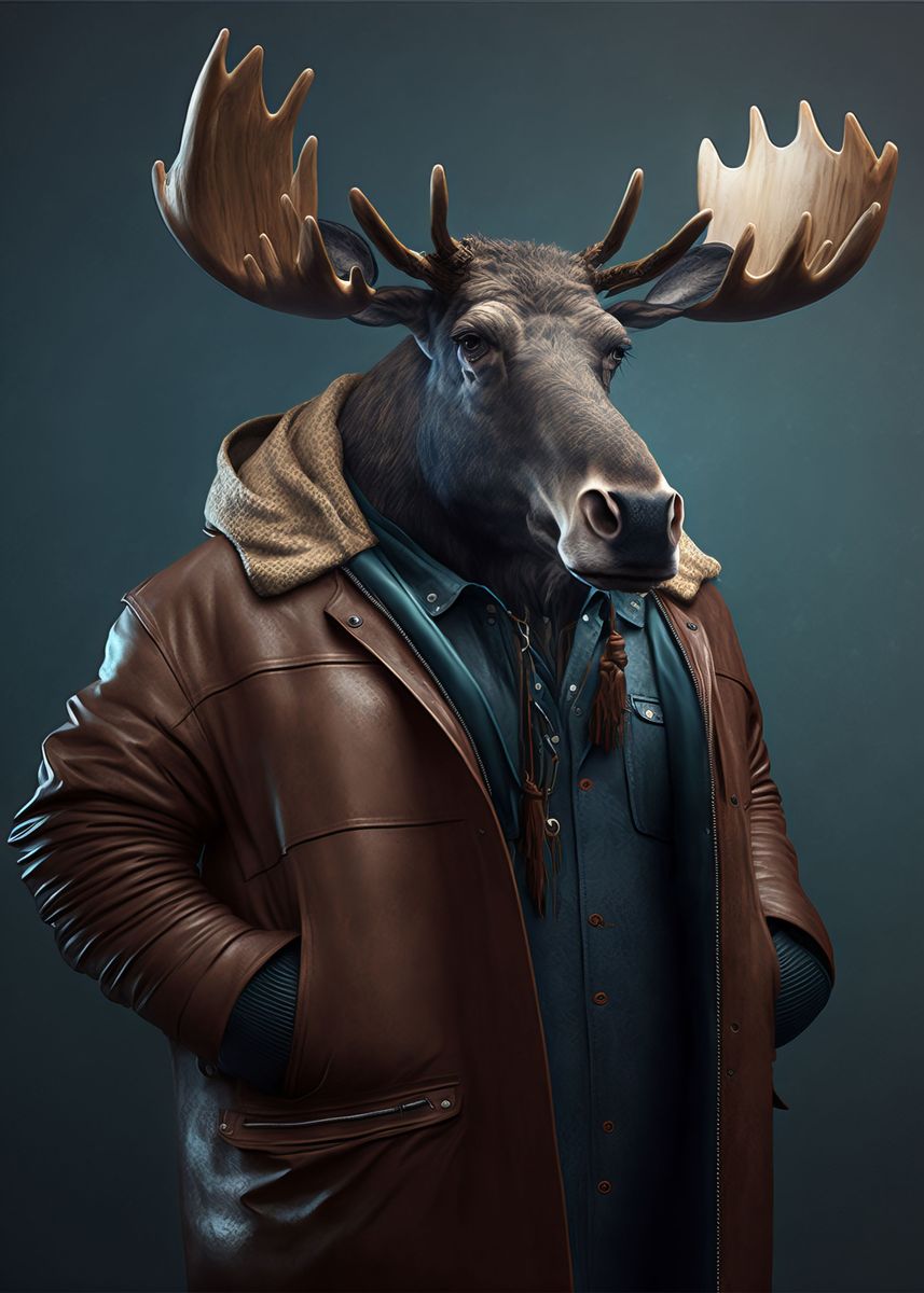 'Manny the moose' Poster, picture, metal print, paint by Designersen ...