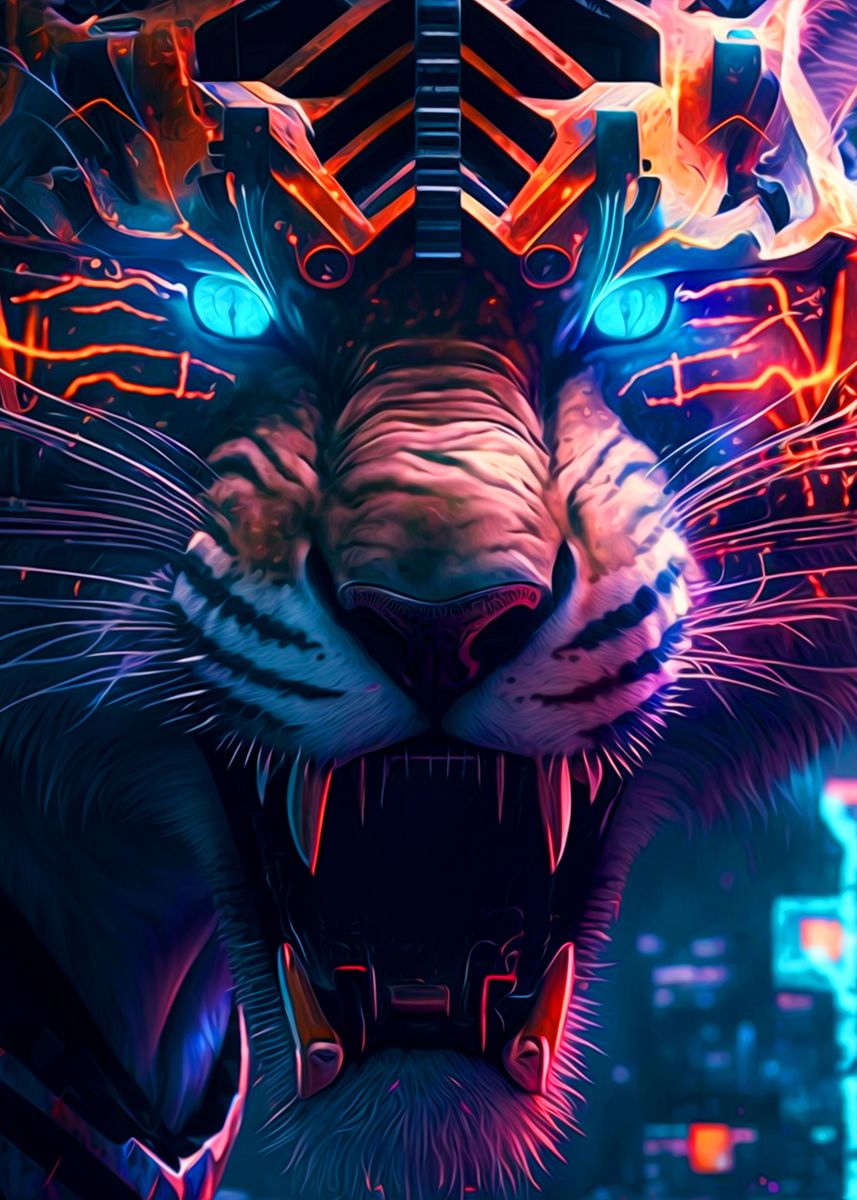 'Tiger' Poster, picture, metal print, paint by Tiker Arts | Displate
