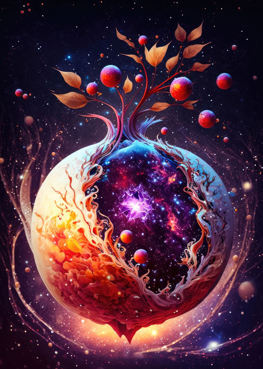 'Galactic Pomegranate' Poster by Astrodeum | Displate