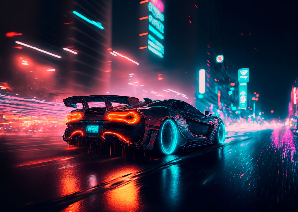 'Car neon' Poster by FotoKonzepte | Displate