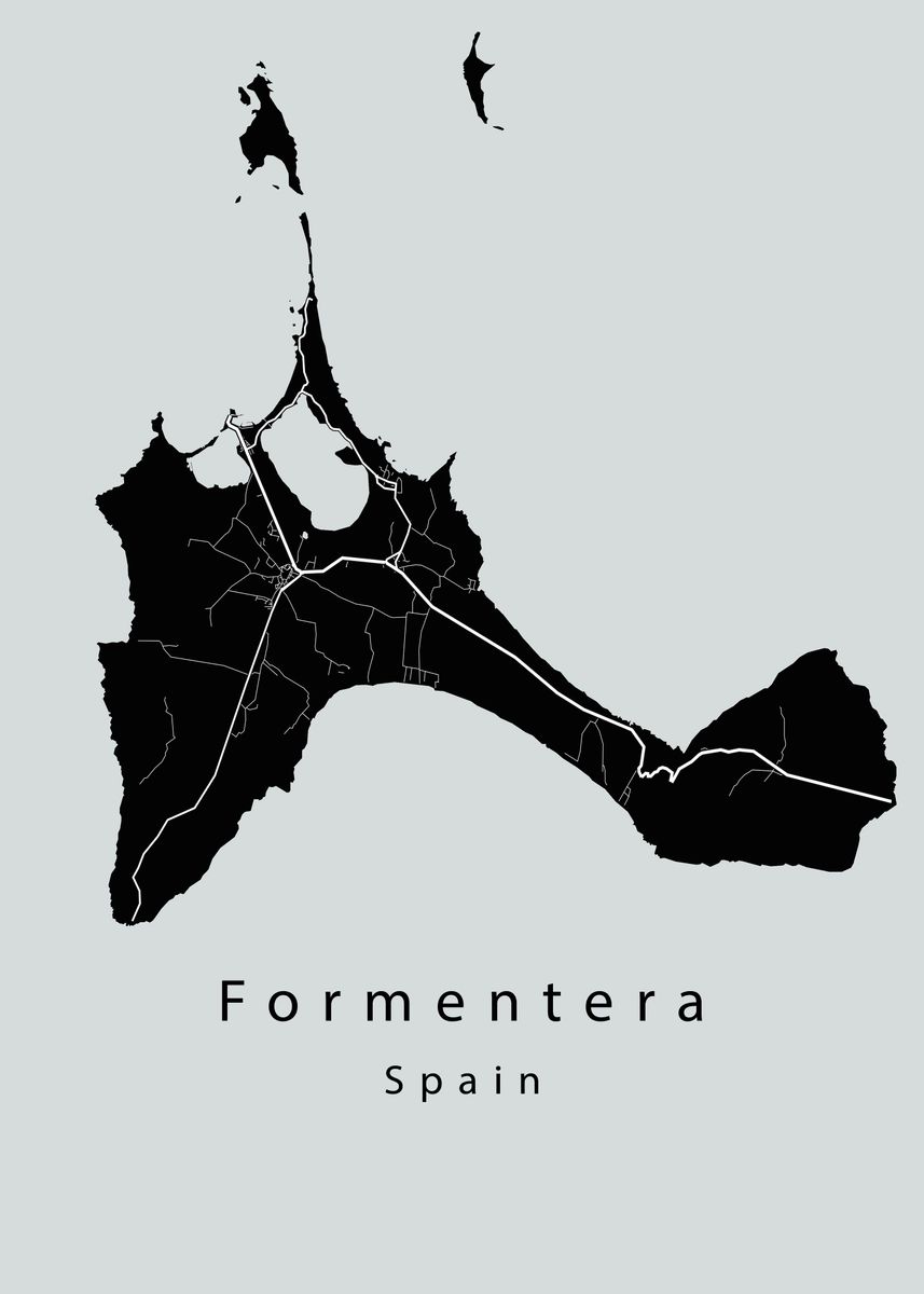 'Formentera Island Map' Poster, picture, metal print, paint by Mapique ...