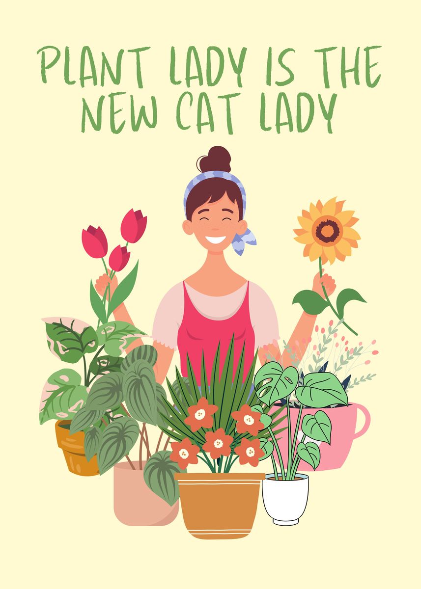 'Plant Lady ' Poster, picture, metal print, paint by Ba Ab | Displate