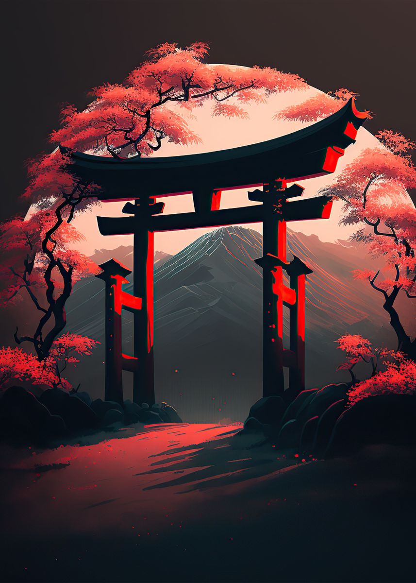 'Gate Japan landscape' Poster by Hari Buckner | Displate