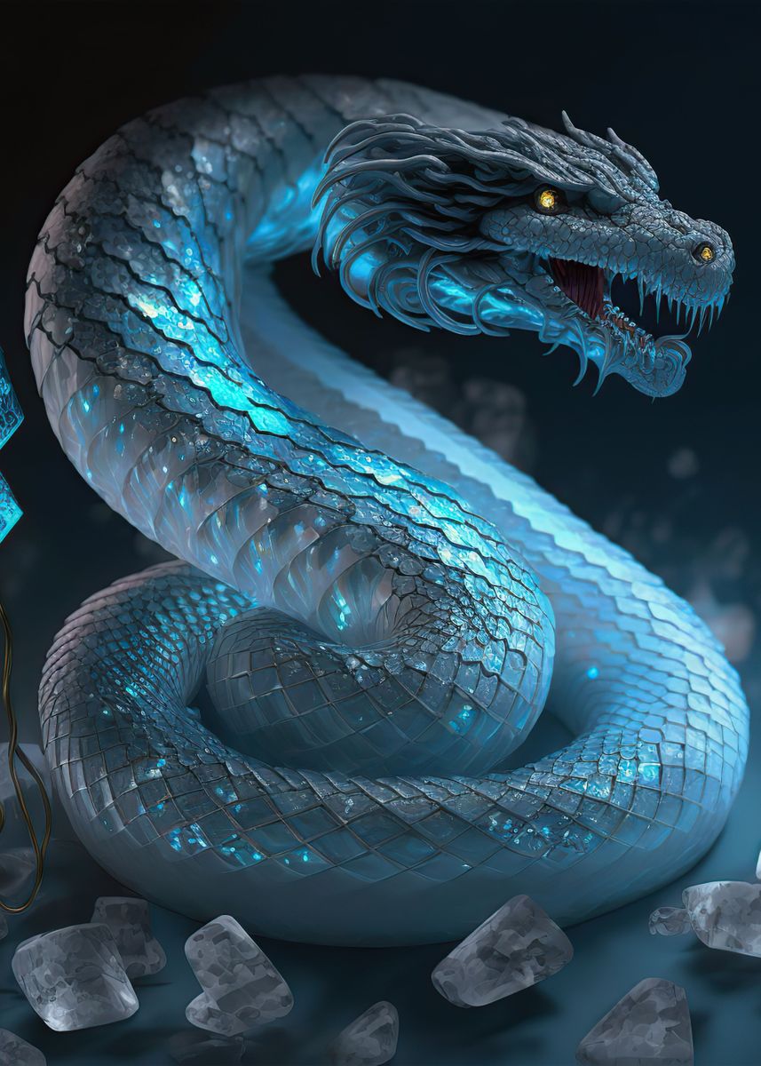 'Blue Snake Splash' Poster, picture, metal print, paint by MatiasCurrie ...