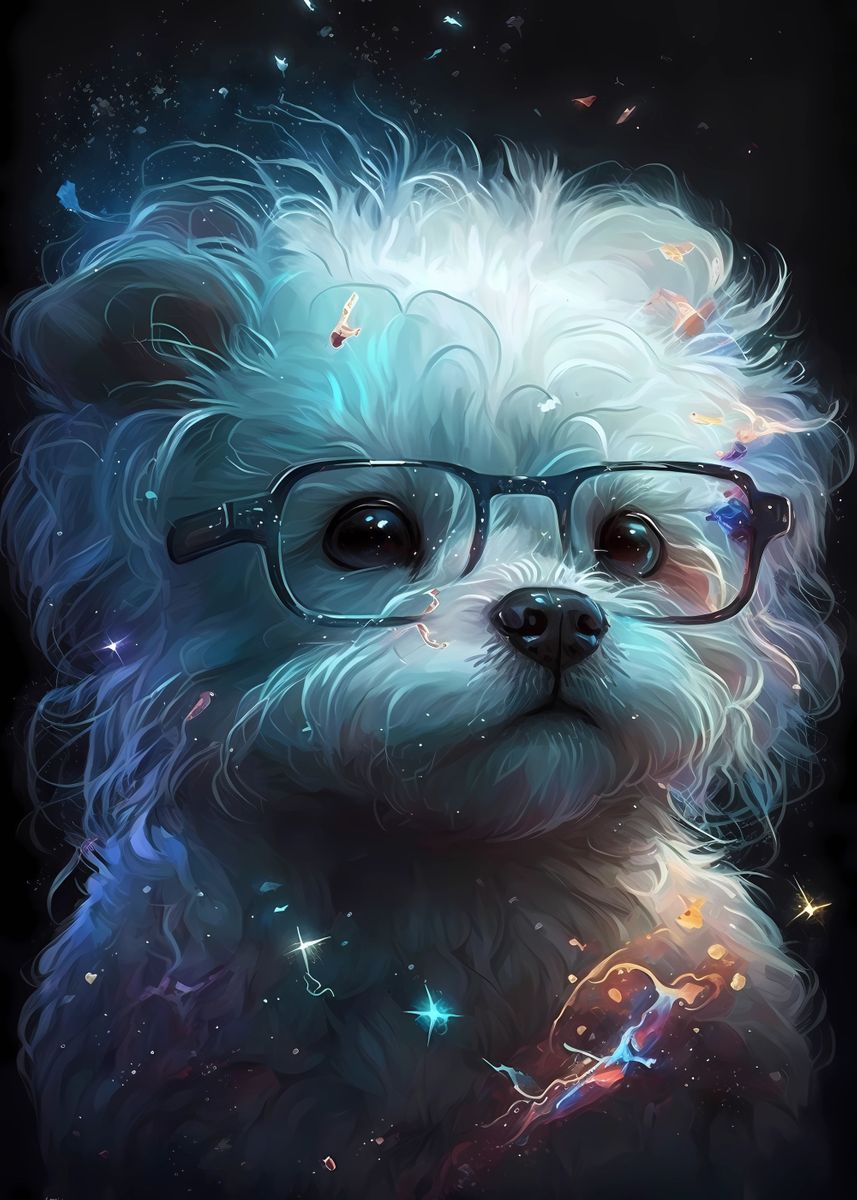 'Bichon Frise Dog Cuddly' Poster, picture, metal print, paint by Amalia Studio | Displate